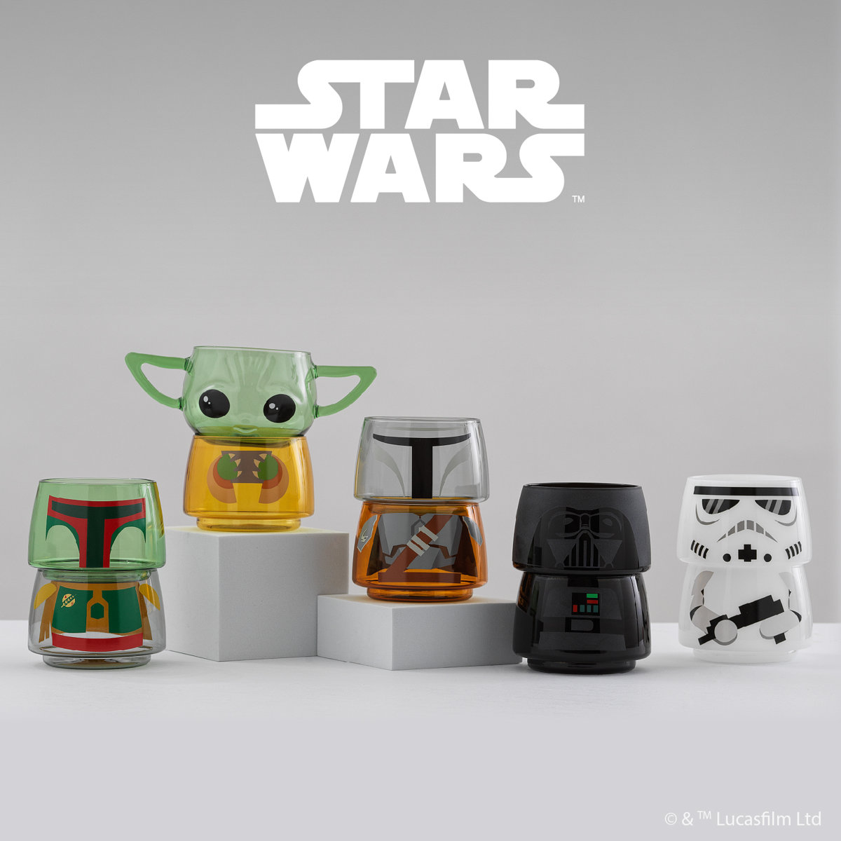 JoyJolt Star Wars Stackable Character Collection Mandalorian Stackable ...