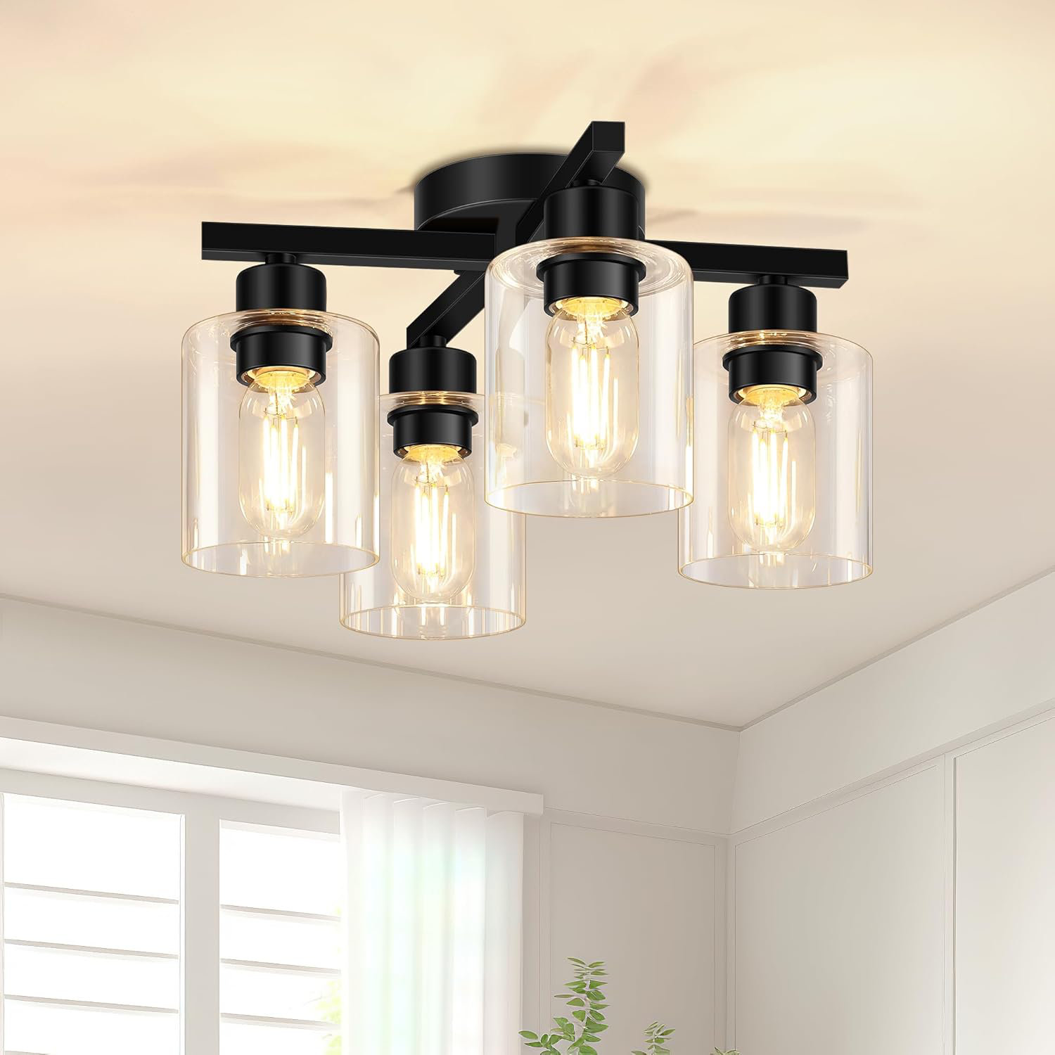 BONLOD Semi Flush Mount Ceiling Light 4-Lights Kitchen Lighting ...