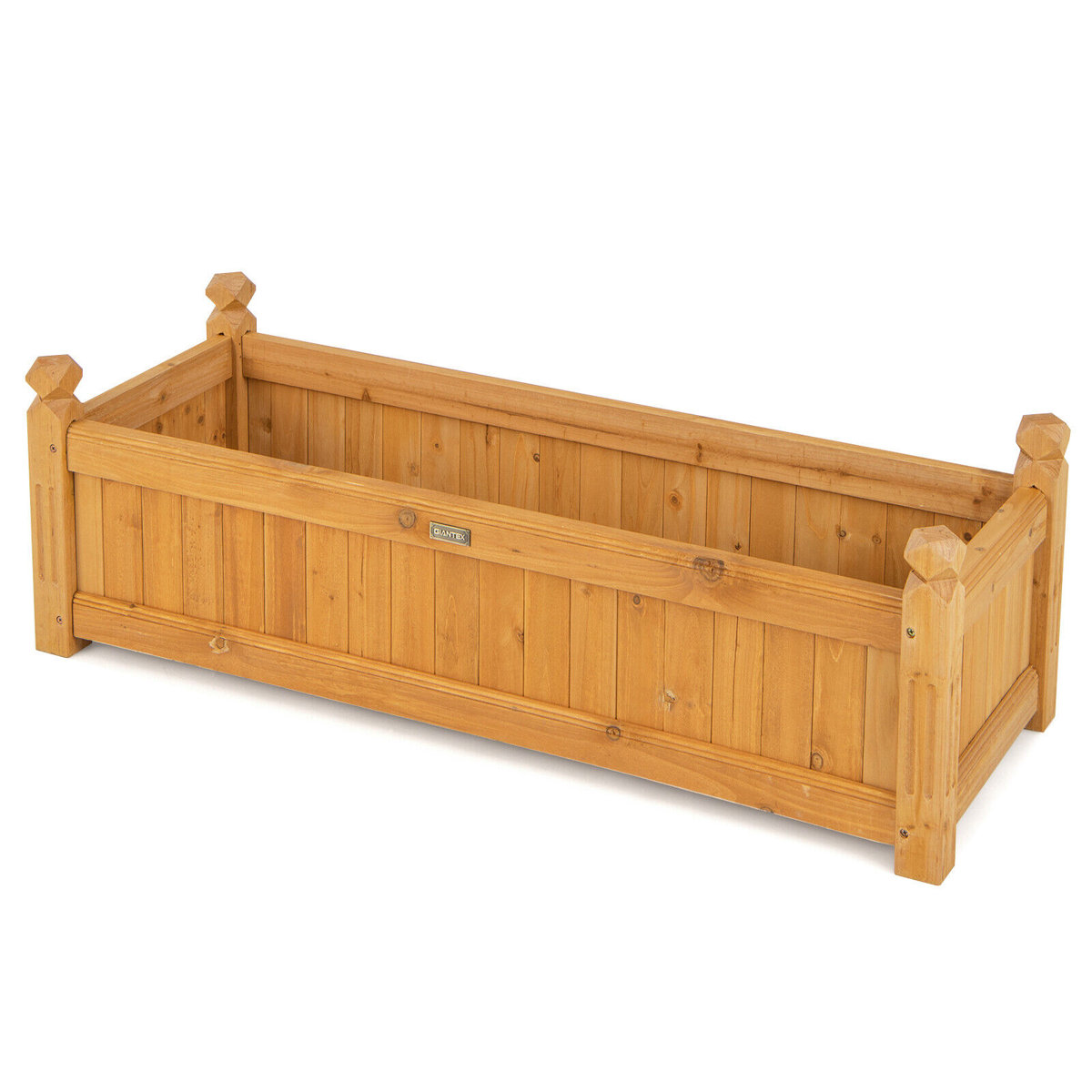 Costway Wooden Rectangular Planter Box Raised Garden Bed For Plants ...