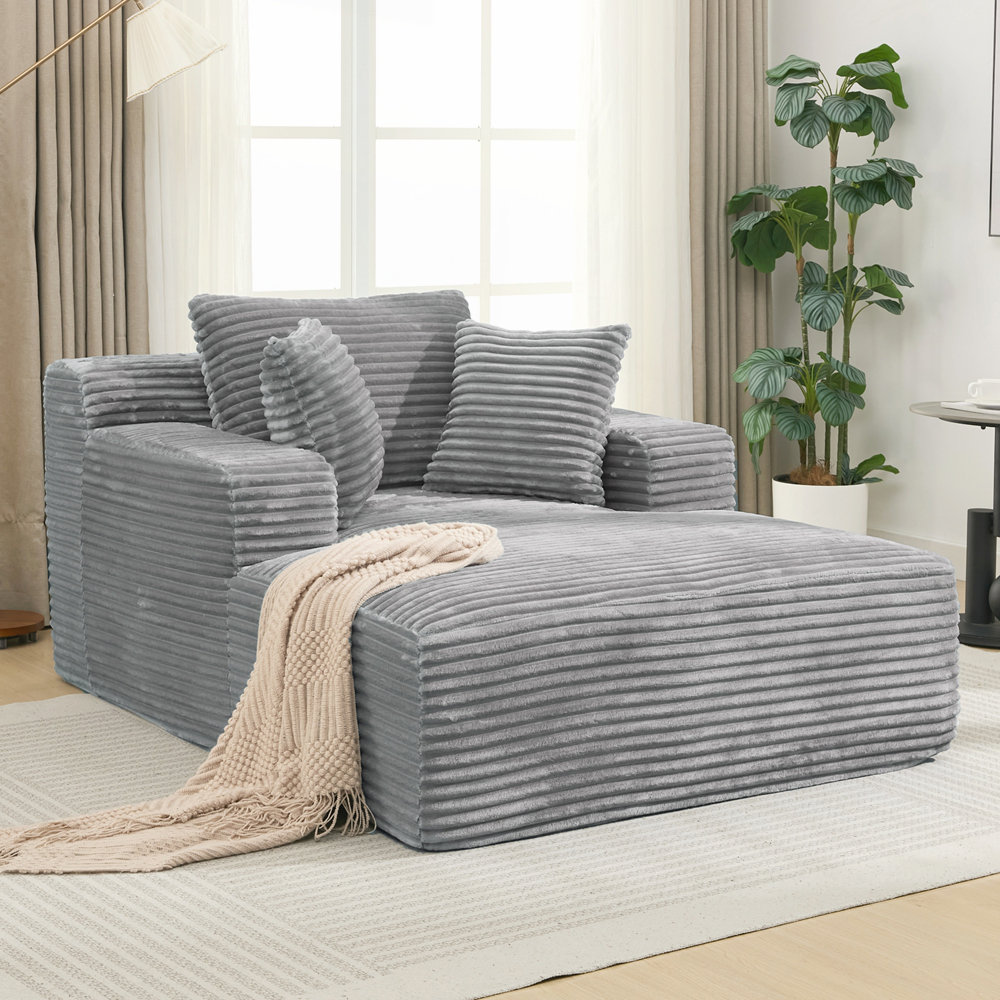 Mercer41 Full Compressed Chaise Lounge Sofa Bed with Removable Pillows ...