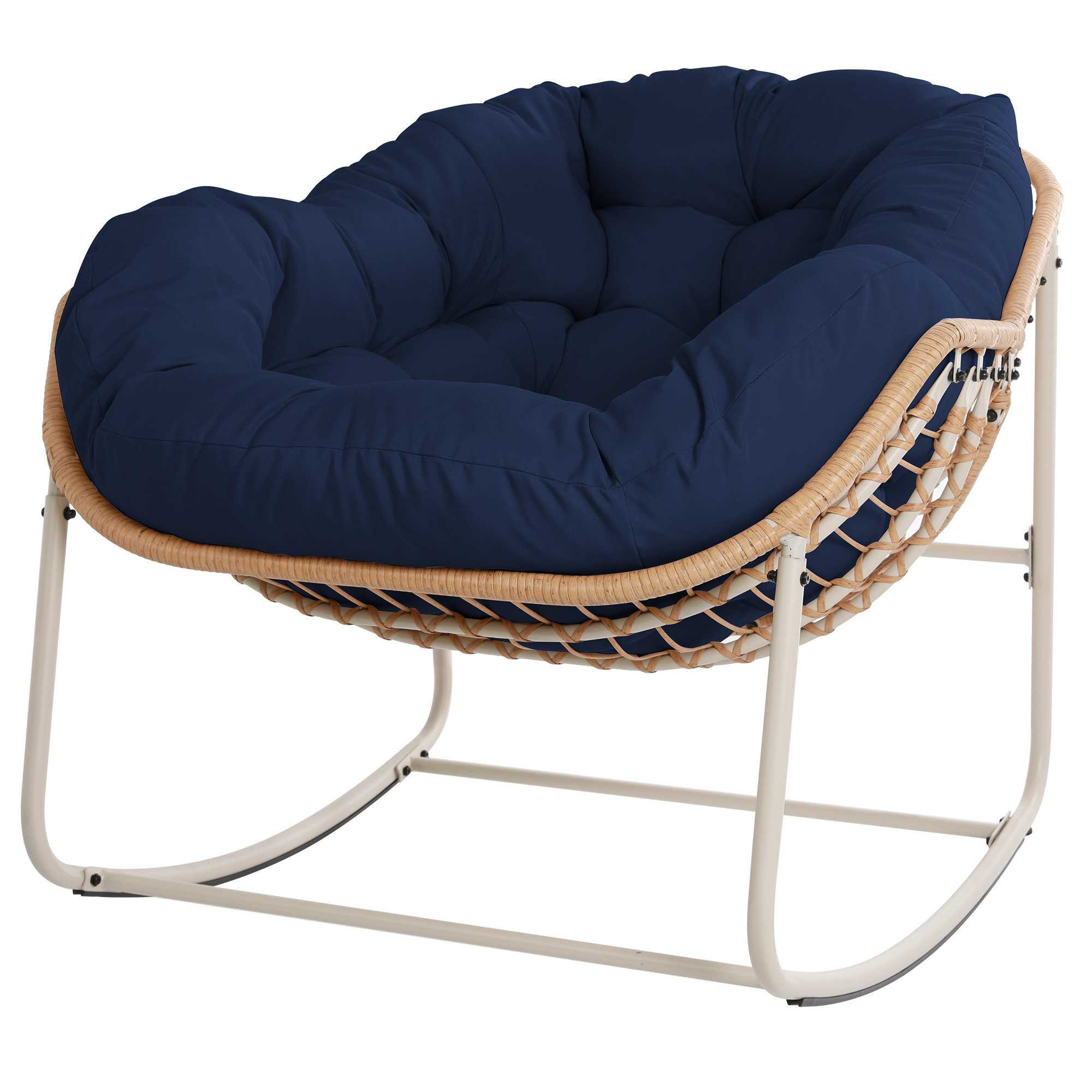 Dakota Fields Indoor Single Rattan Moon Foldable Front and Back Rocking ...