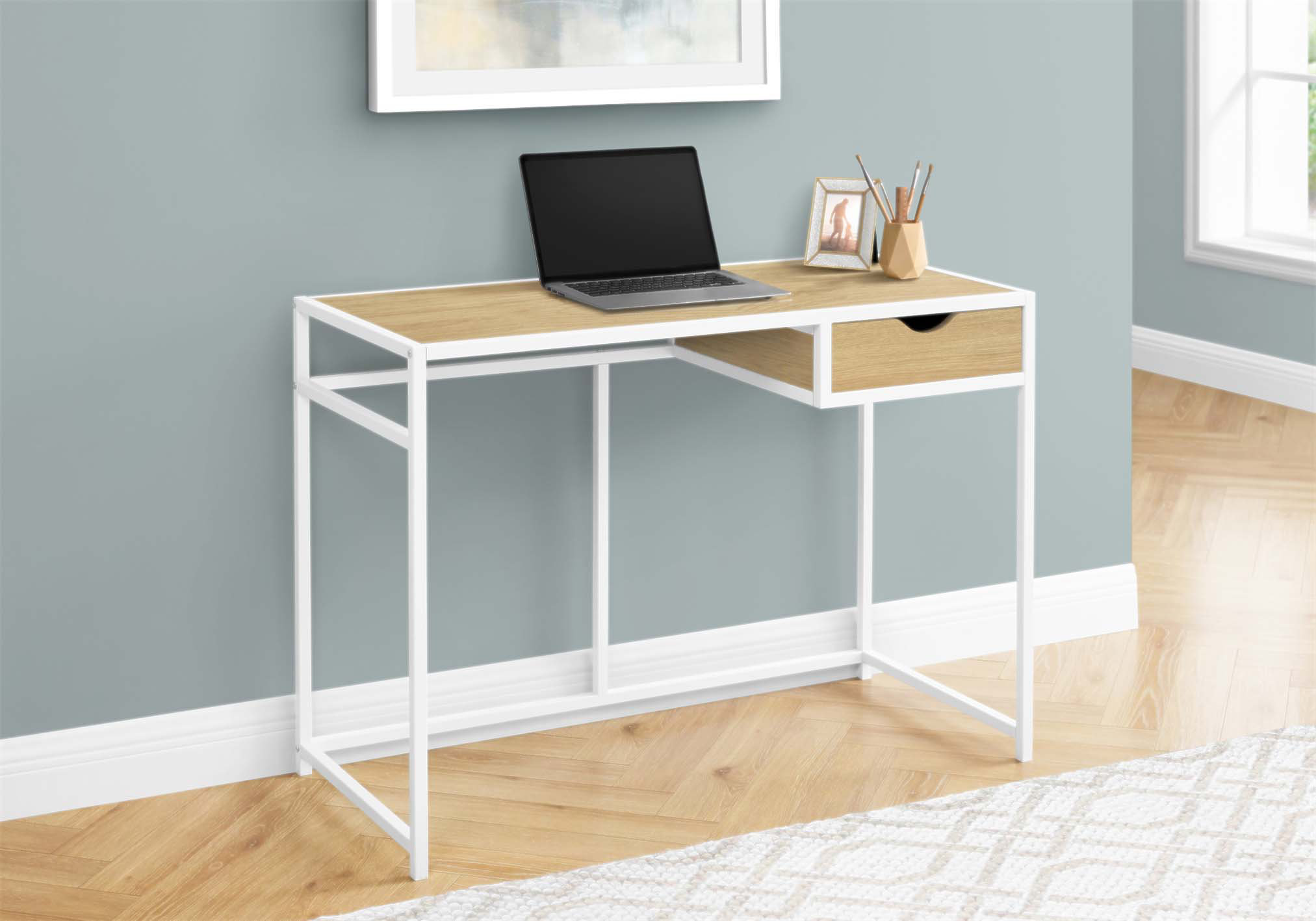 Latitude Run® Modern 42-Inch Computer Desk with Storage Drawer, Metal ...