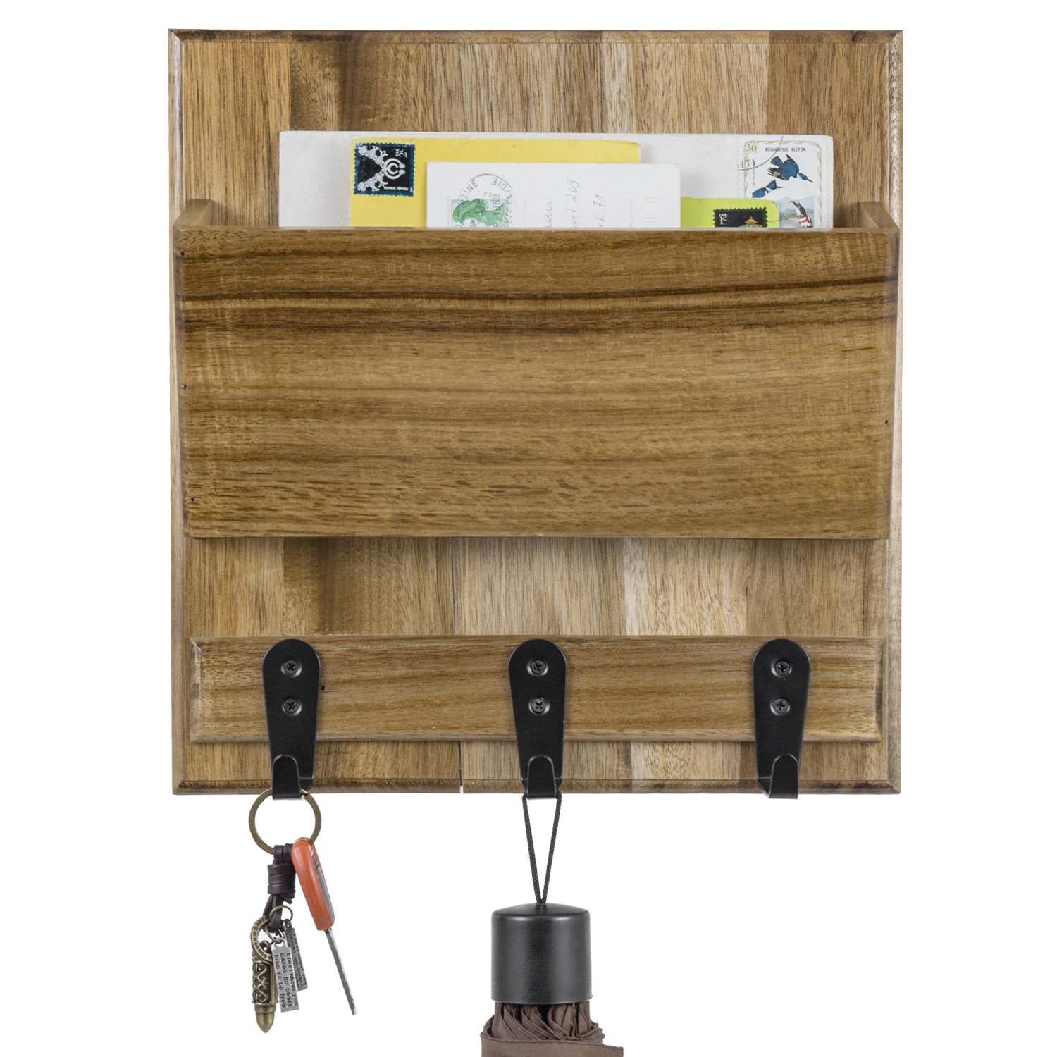 Ebern Designs Wall Acacia Mail Organizer Key Holder | Wayfair