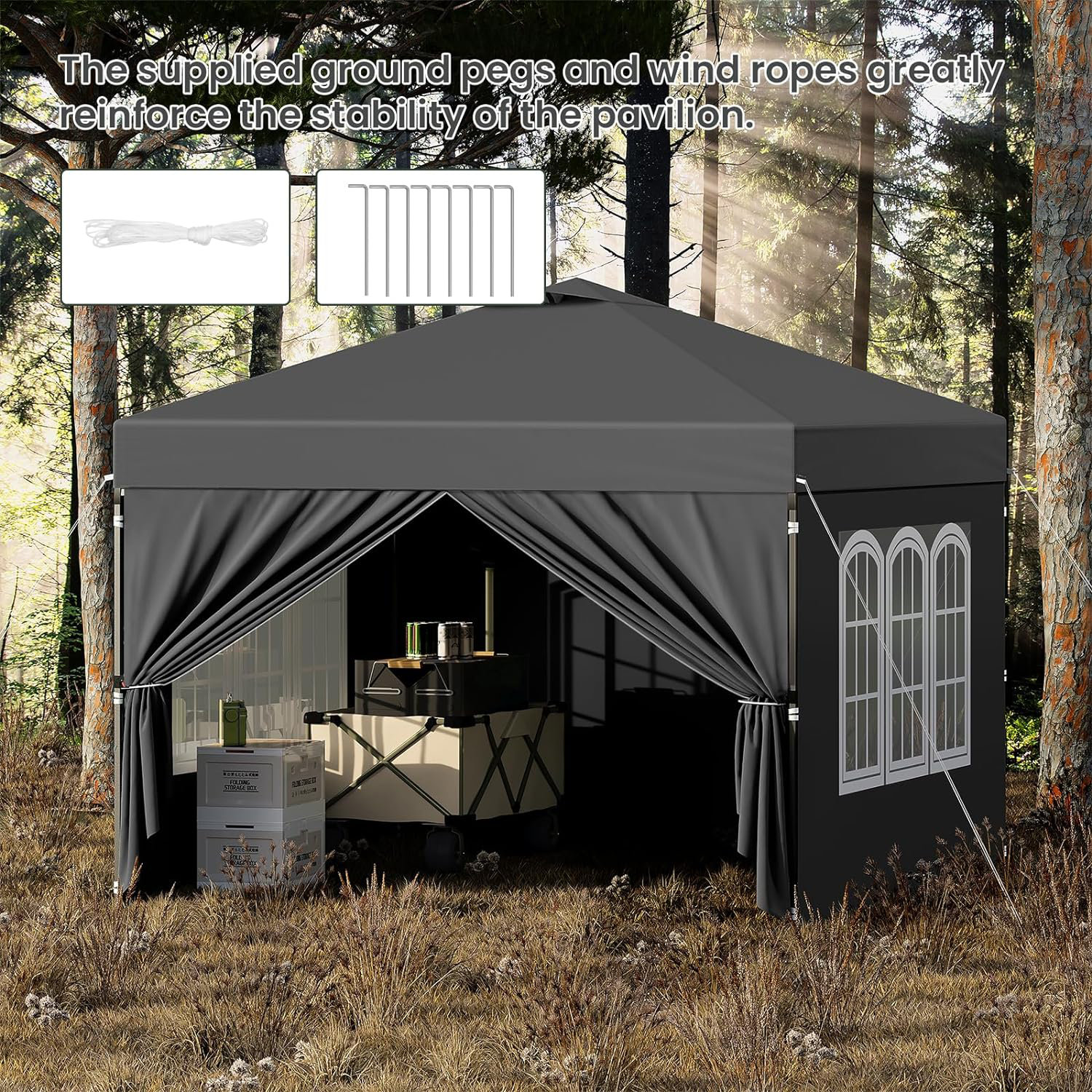 Dakota Fields Gazebo 3 X 3 M, Folding Gazebo With Side Walls ...