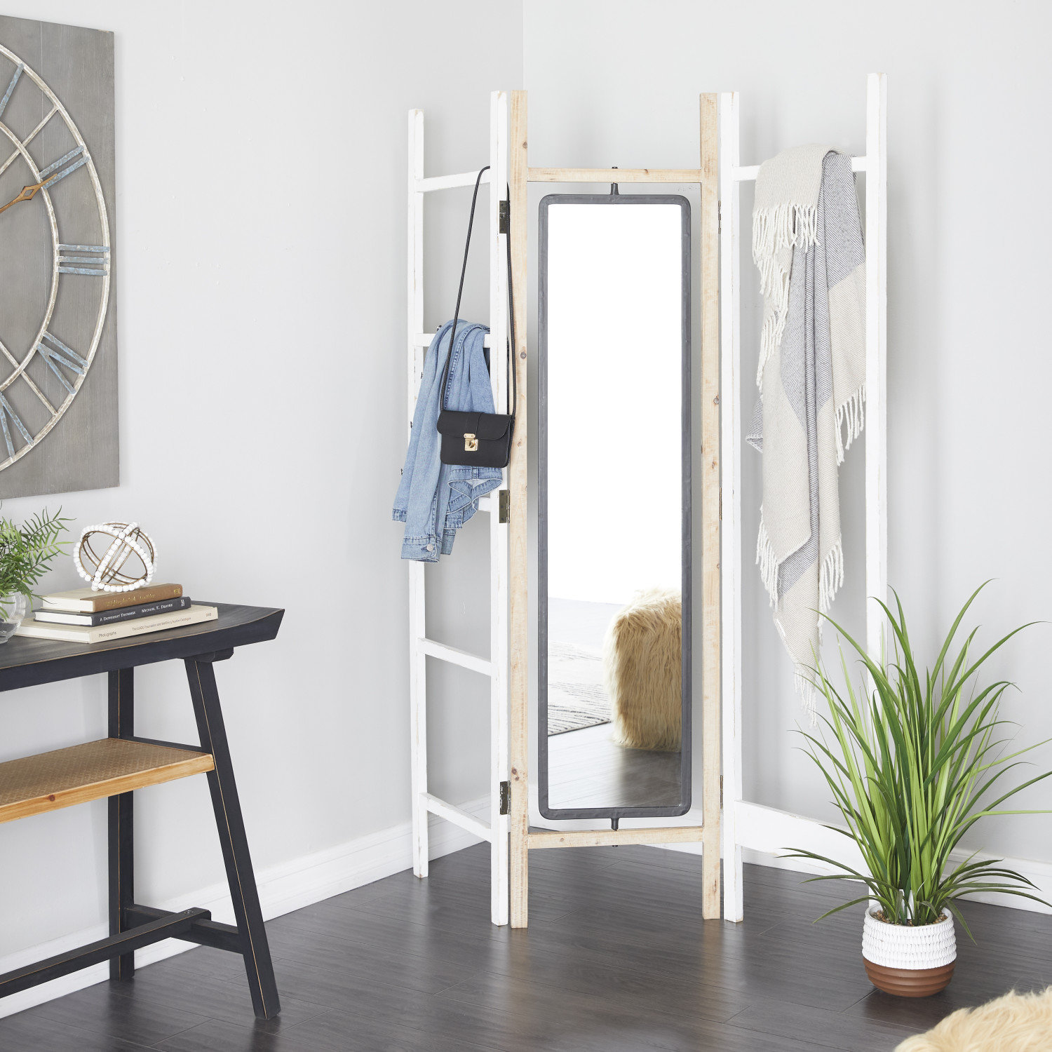 Novogratz Cole And Grey Eclectic Wood Room Divider Screen | Wayfair