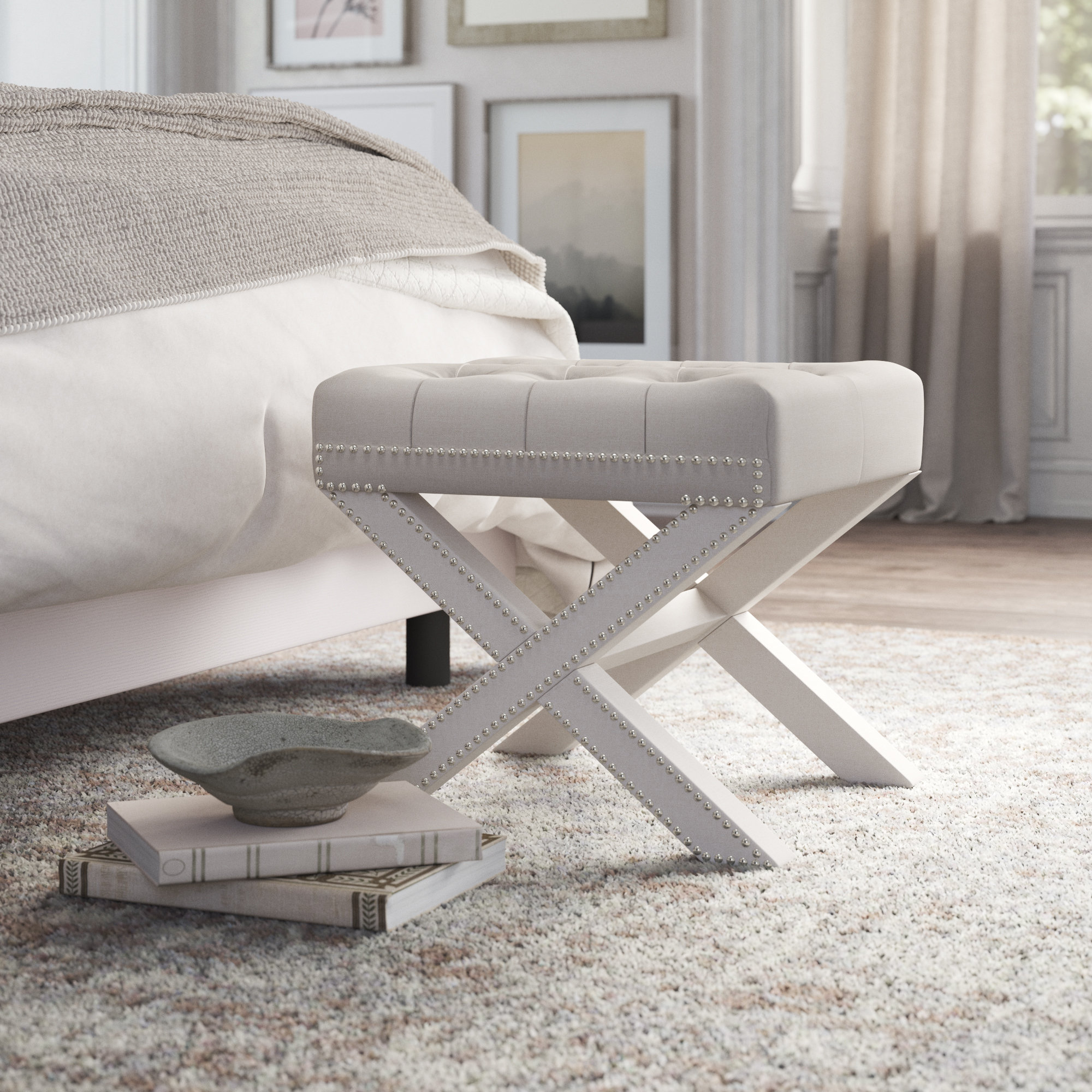 Kelly Clarkson Home Hahn 21.3" Tufted Square Standard Ottoman & Reviews ...