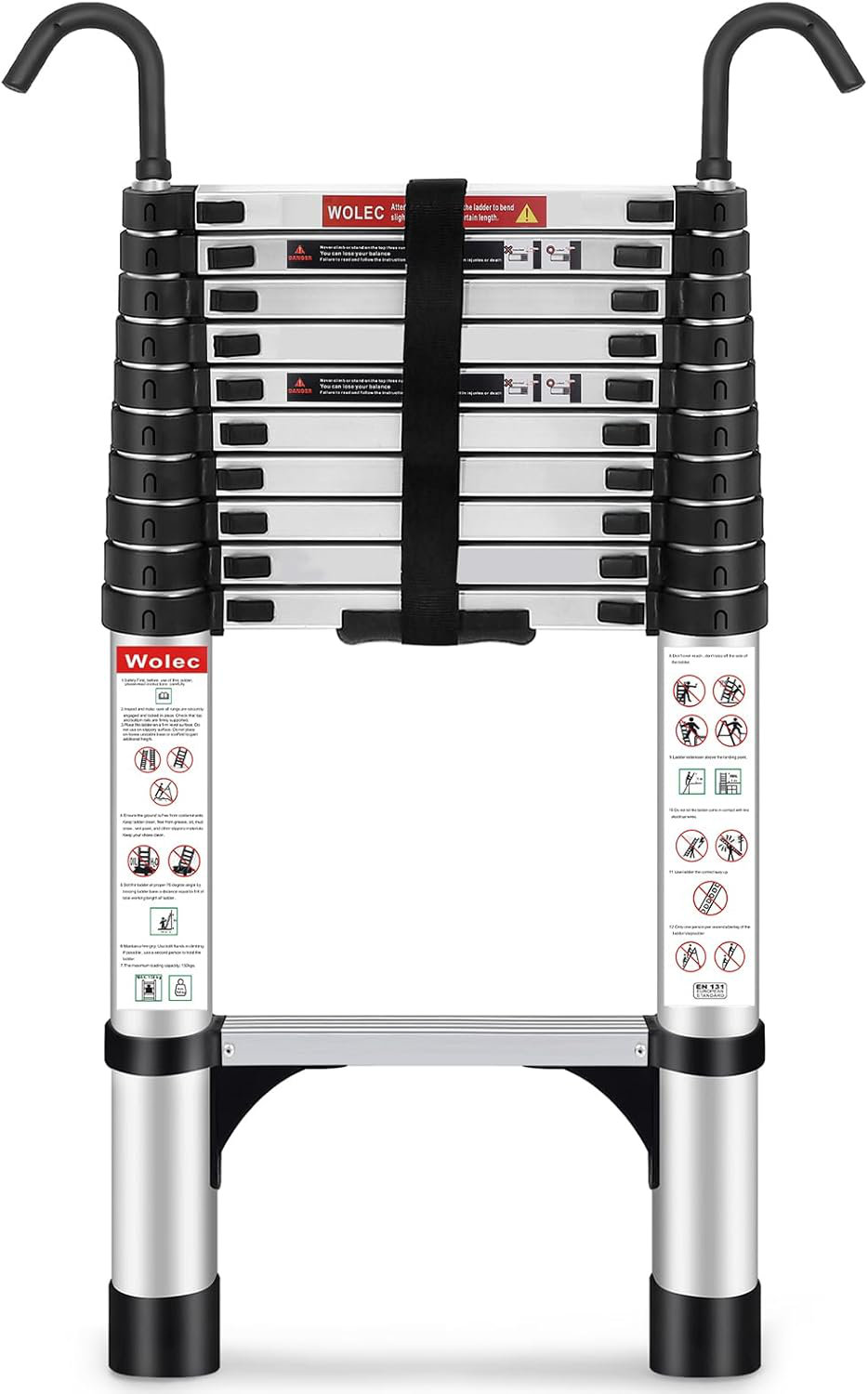 17 Stories 10.5FT Aluminum Lightweight Portable Telescopic Ladder With ...