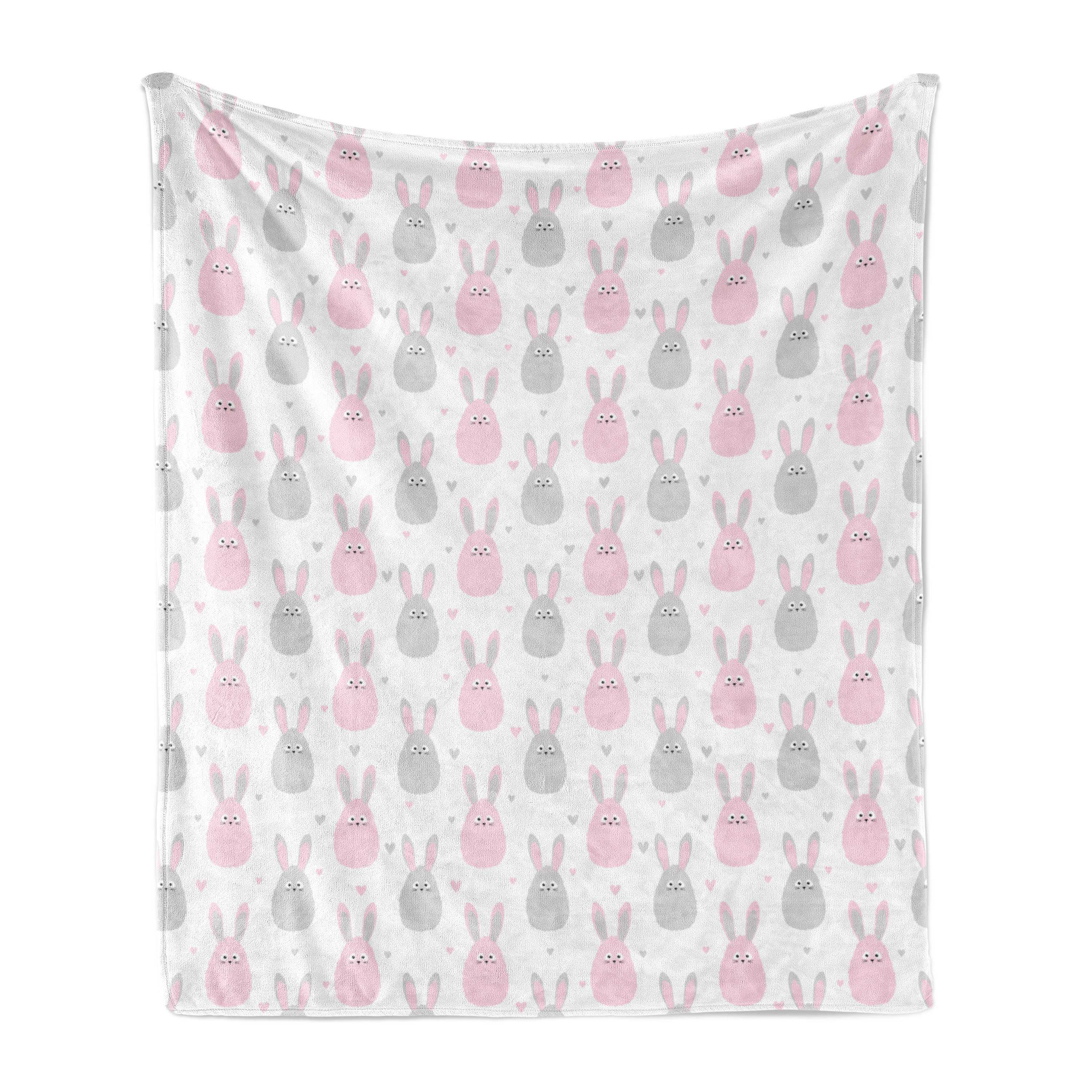 Ambesonne Bunny Fleece Throw Blanket Fluffy Rabbits Cartoon Pale Pink ...