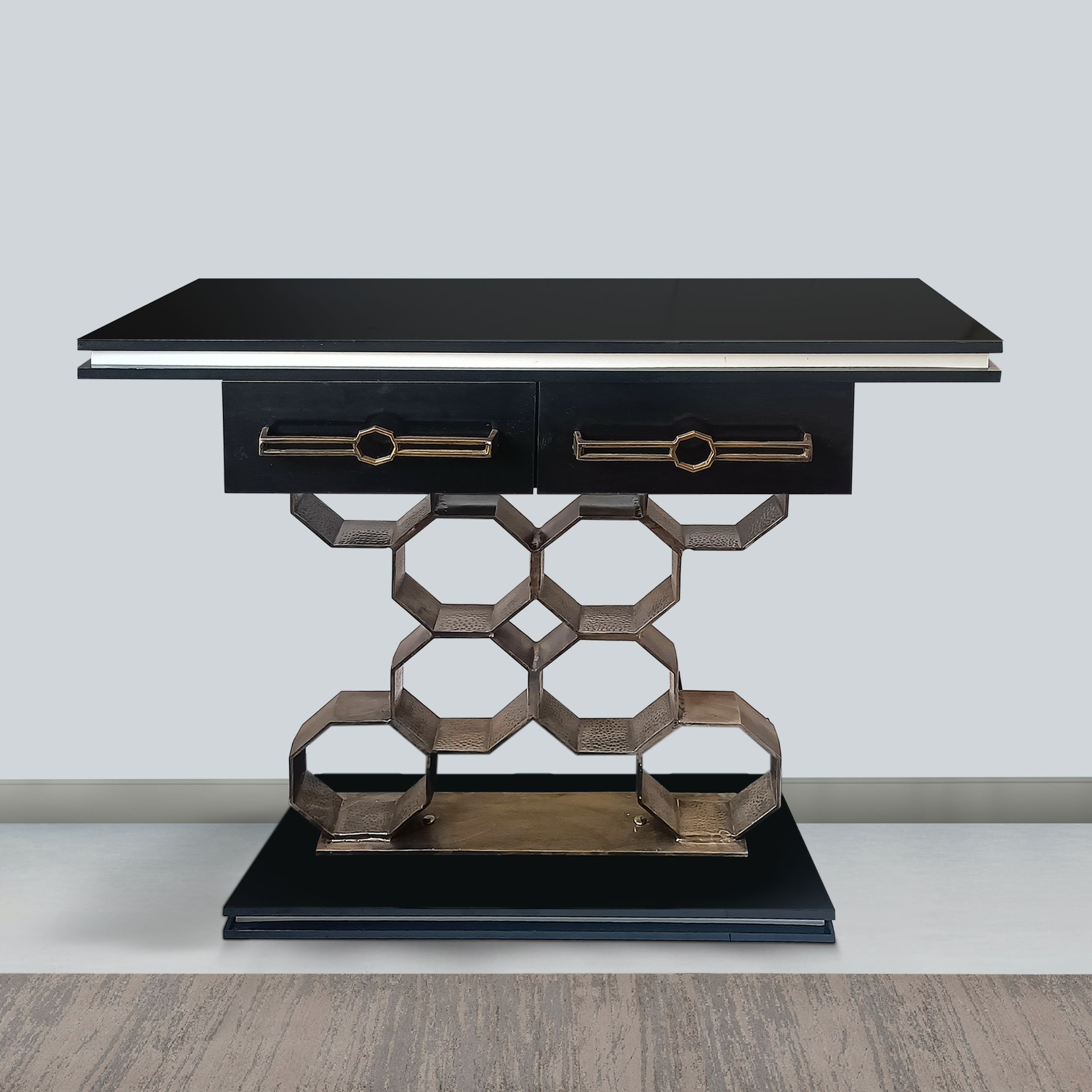Everly Quinn 40 Inch Console Table, 2 Drawers, Modern Retro Aluminum ...