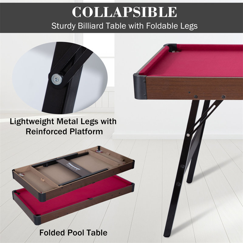 RayChee 54" Portable Pool Table with Easy Folding, Leg Levelers ...