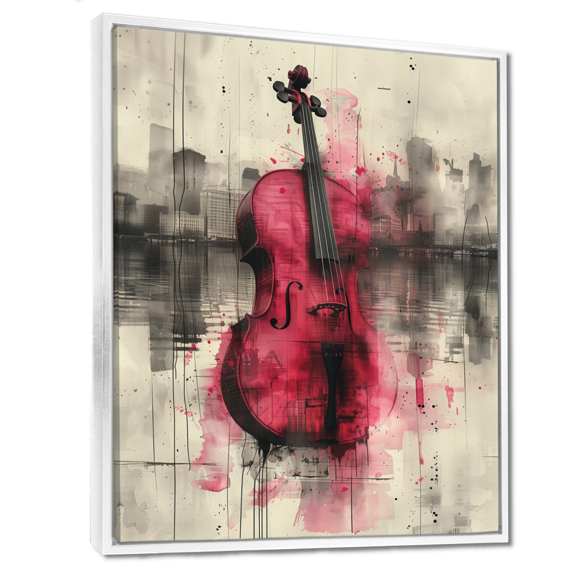 Winston Porter Pink Grey Cello Music Instrument - Music Wall Art Print ...