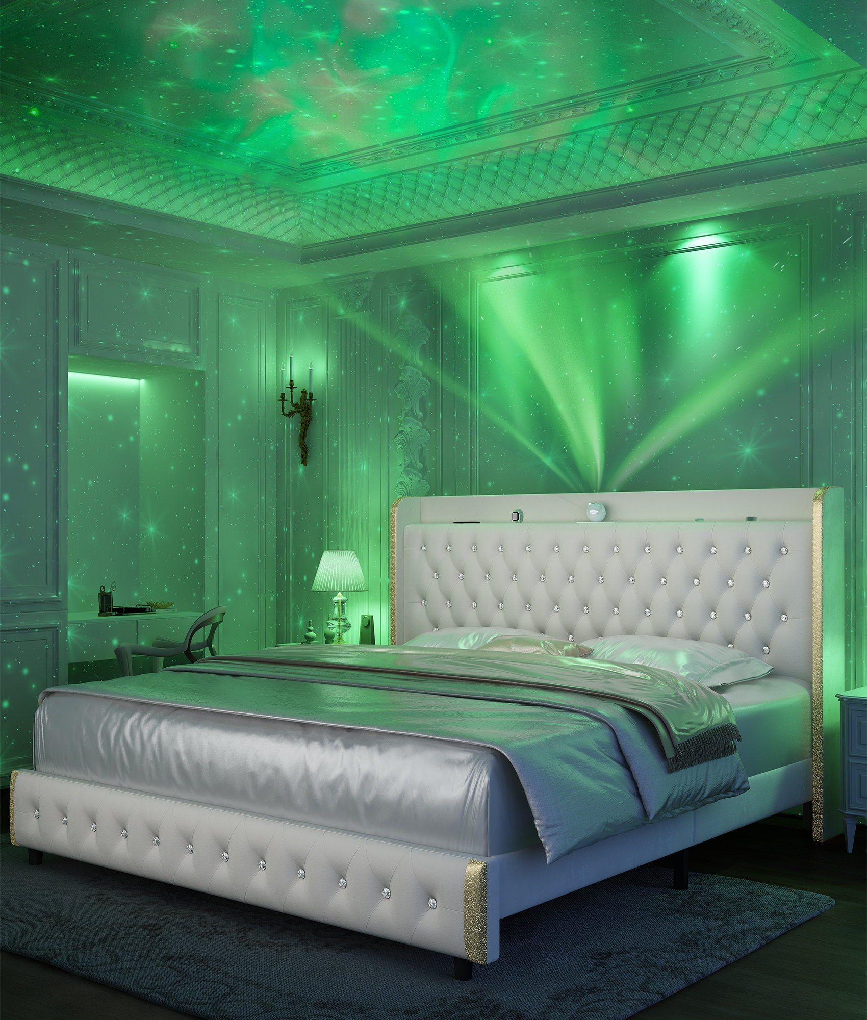 House of Hampton® Modern Wingback Upholstered Platform Bed Frame With ...