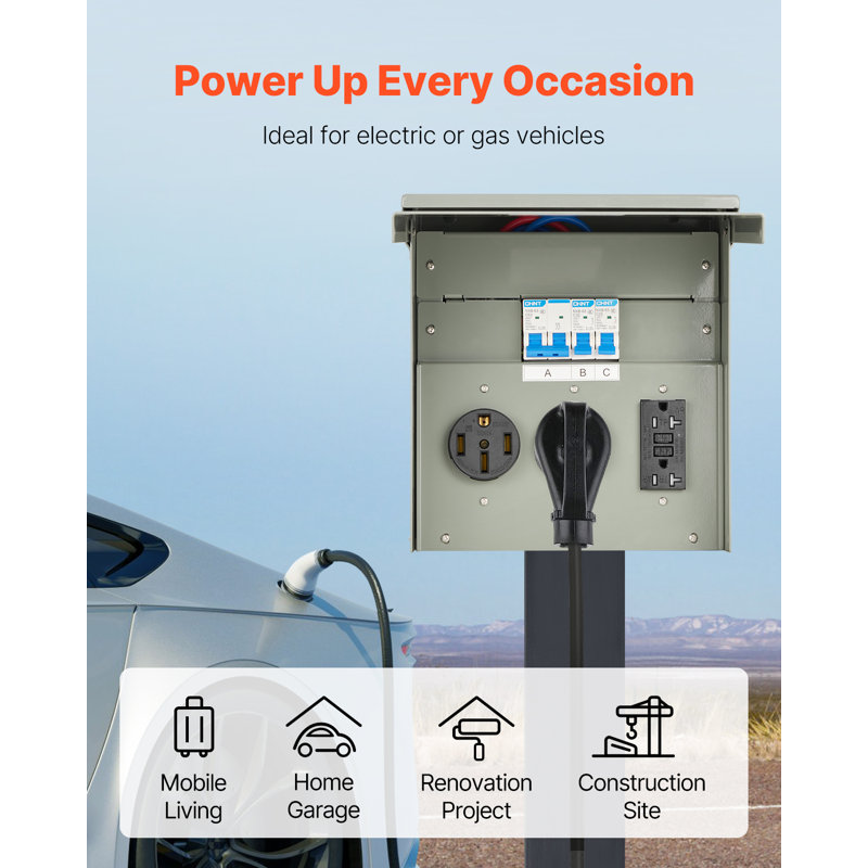 VEVOR Temporary Power Outlet Panel RV Electrical Panel 20 30 50 Amp ...