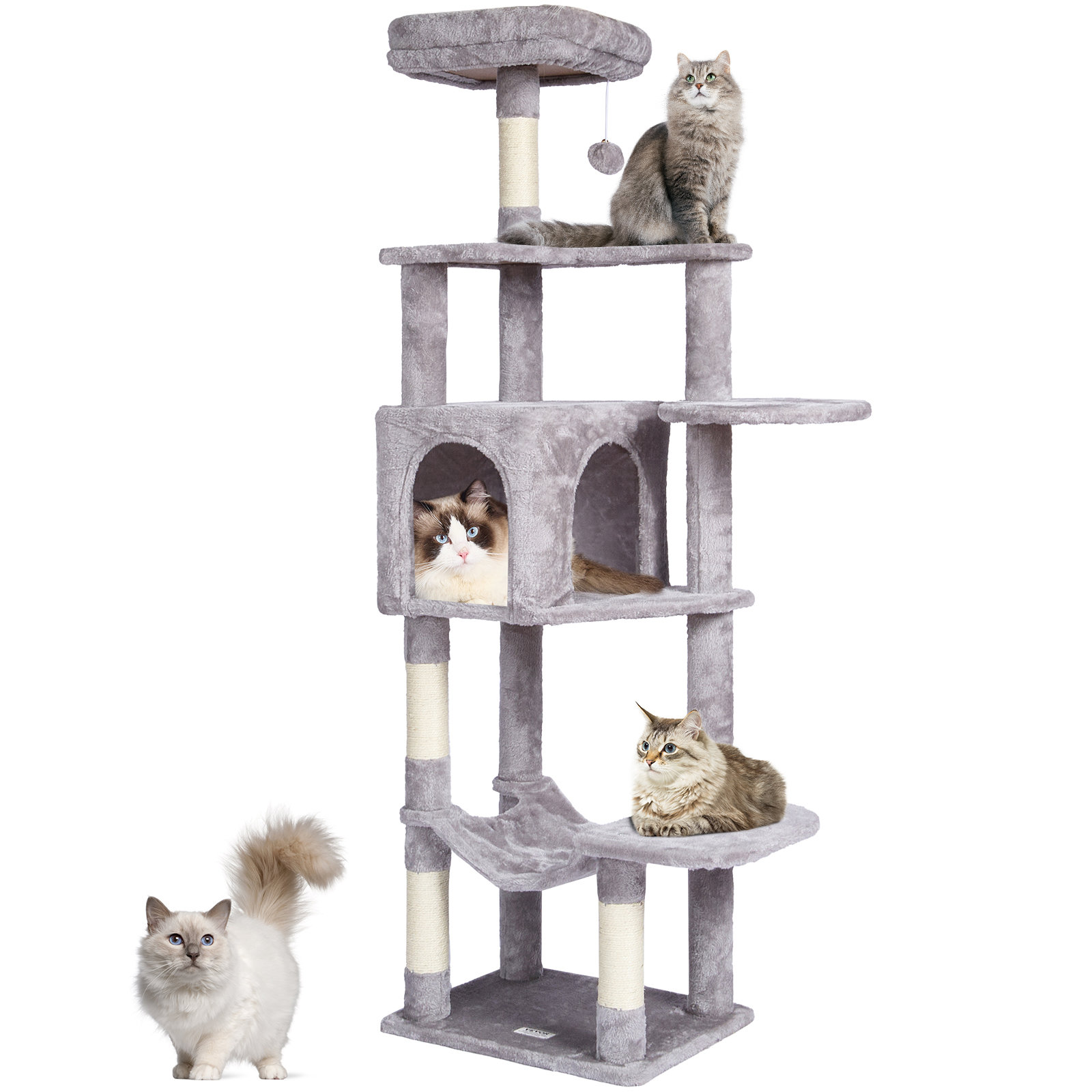 VEVOR Cat Tree 60.6" Cat Tower with Cat Condo Sisal Scratching Post ...