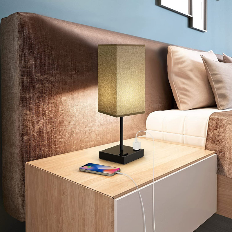 Wrought Studio™ Damontray Metal USB Table Lamp | Wayfair