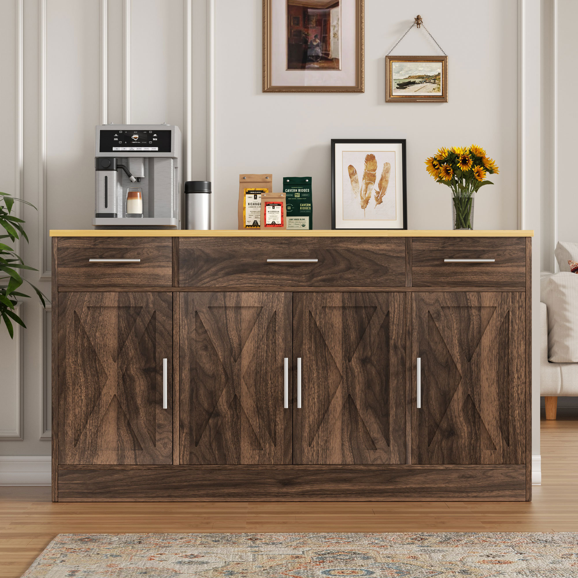 Gracie Oaks 53.4" Sideboard With 3 Drawers & Reviews - Wayfair Canada