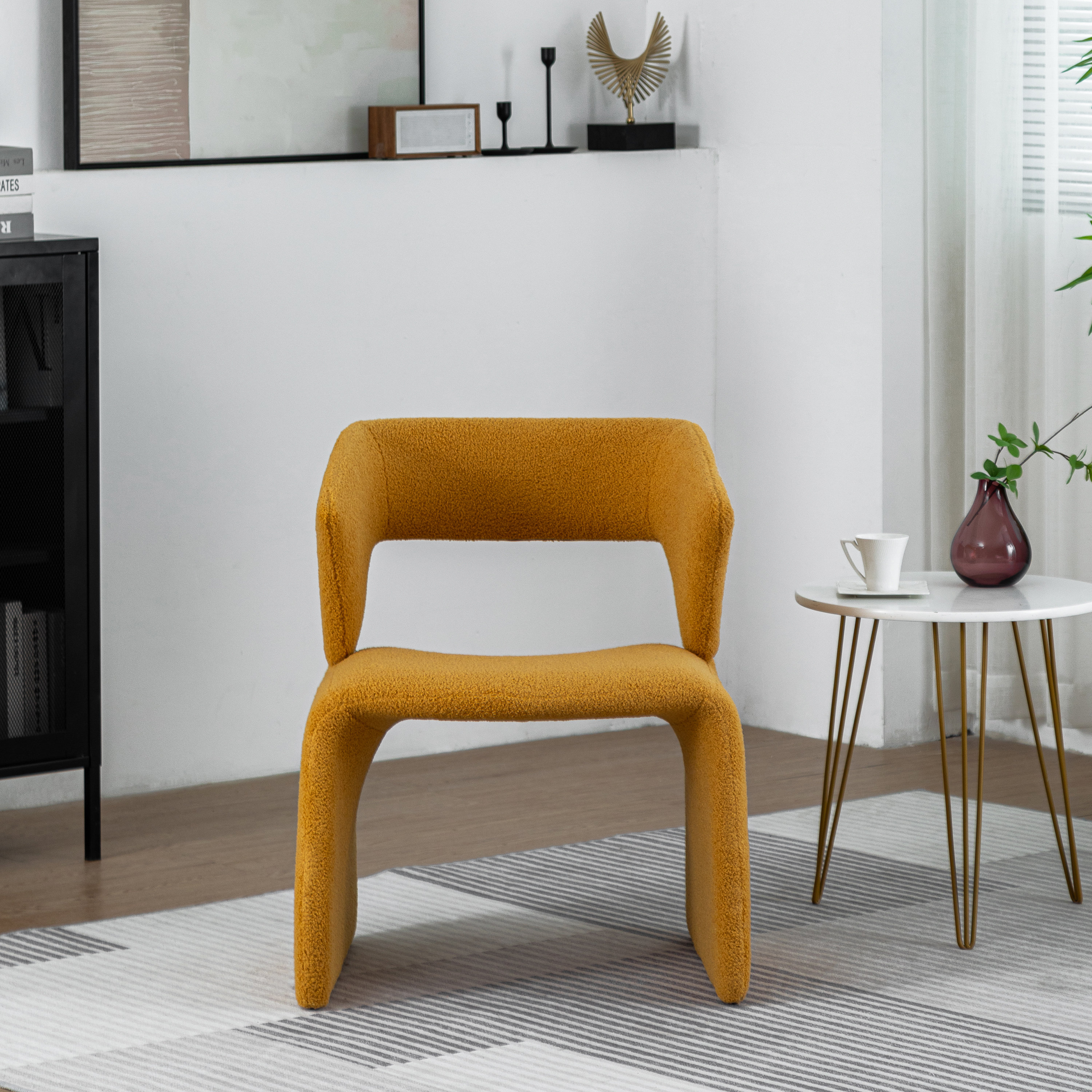 Latitude Run® Kenidee Modern Sherpa Accent Chair, Teddy Upholstered Arm ...