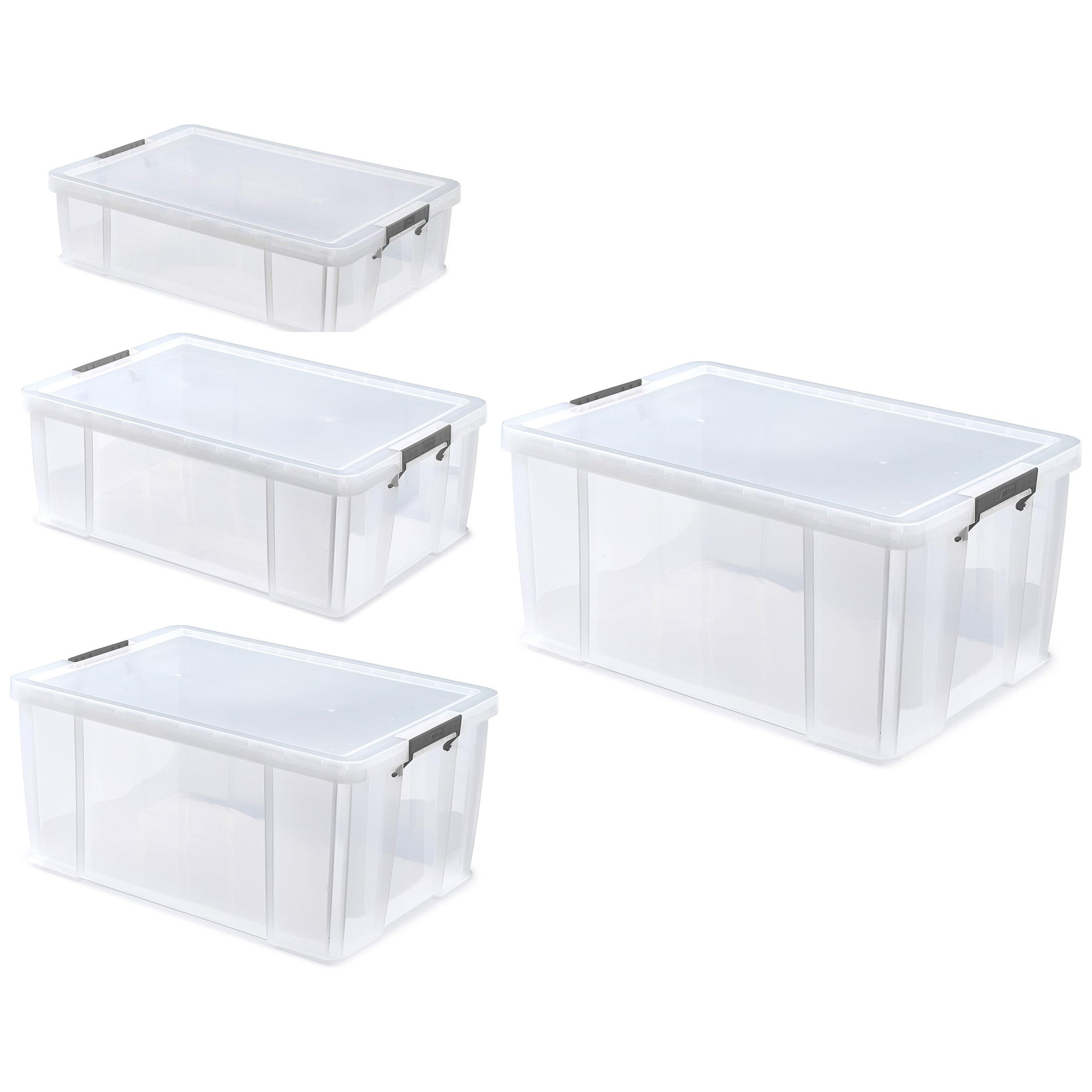 Rebrilliant Set of 4 Allstore Storage Box with Lid & Silver Clamps ...
