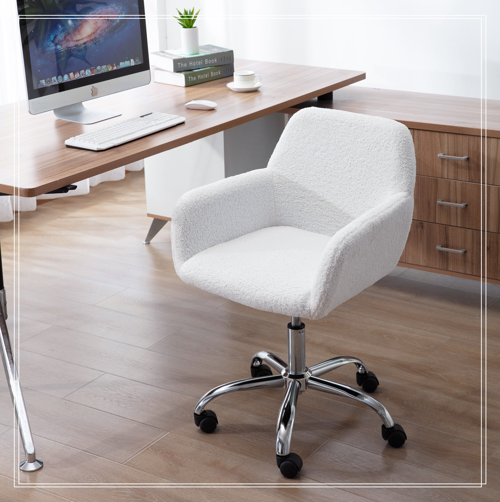 Brayden Studio® HengMing Faux Fur Home Office Chair,Fluffy Fuzzy ...