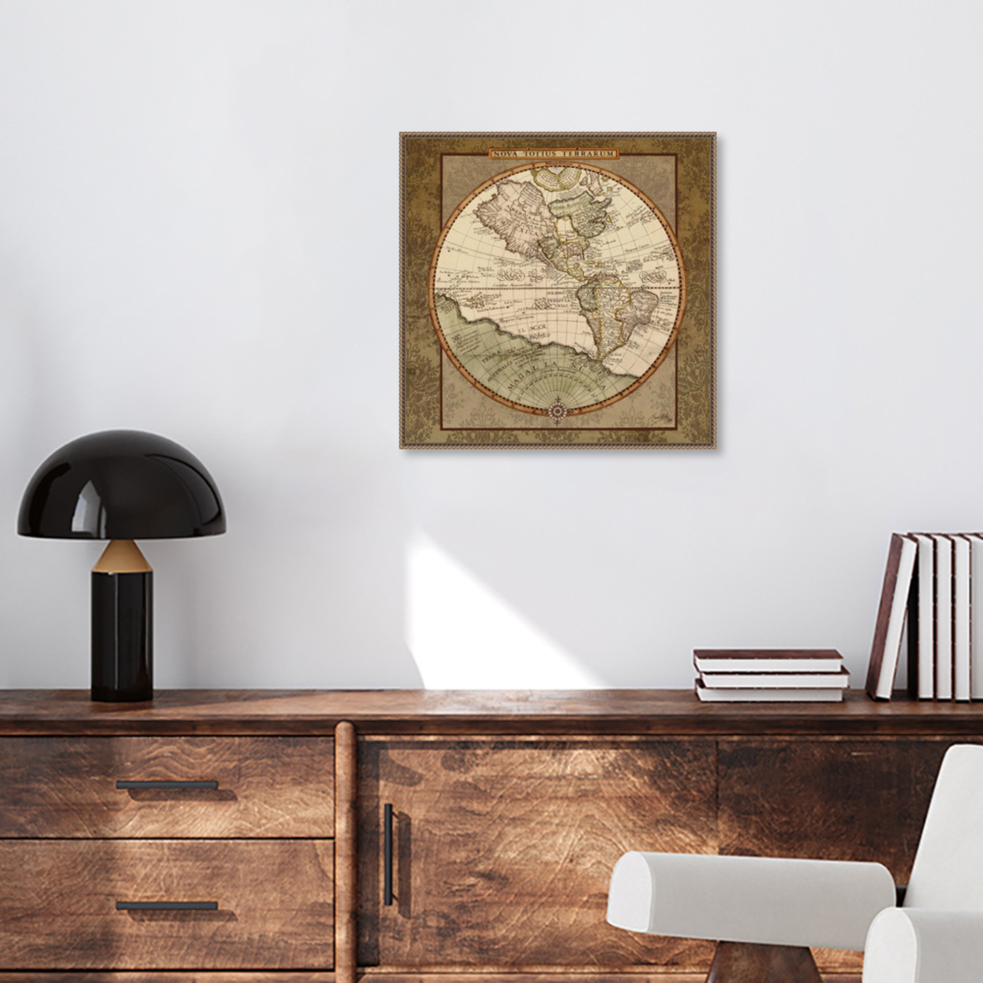 Breakwater Bay Damask World Map I Framed On Canvas by Elizabeth Medley ...