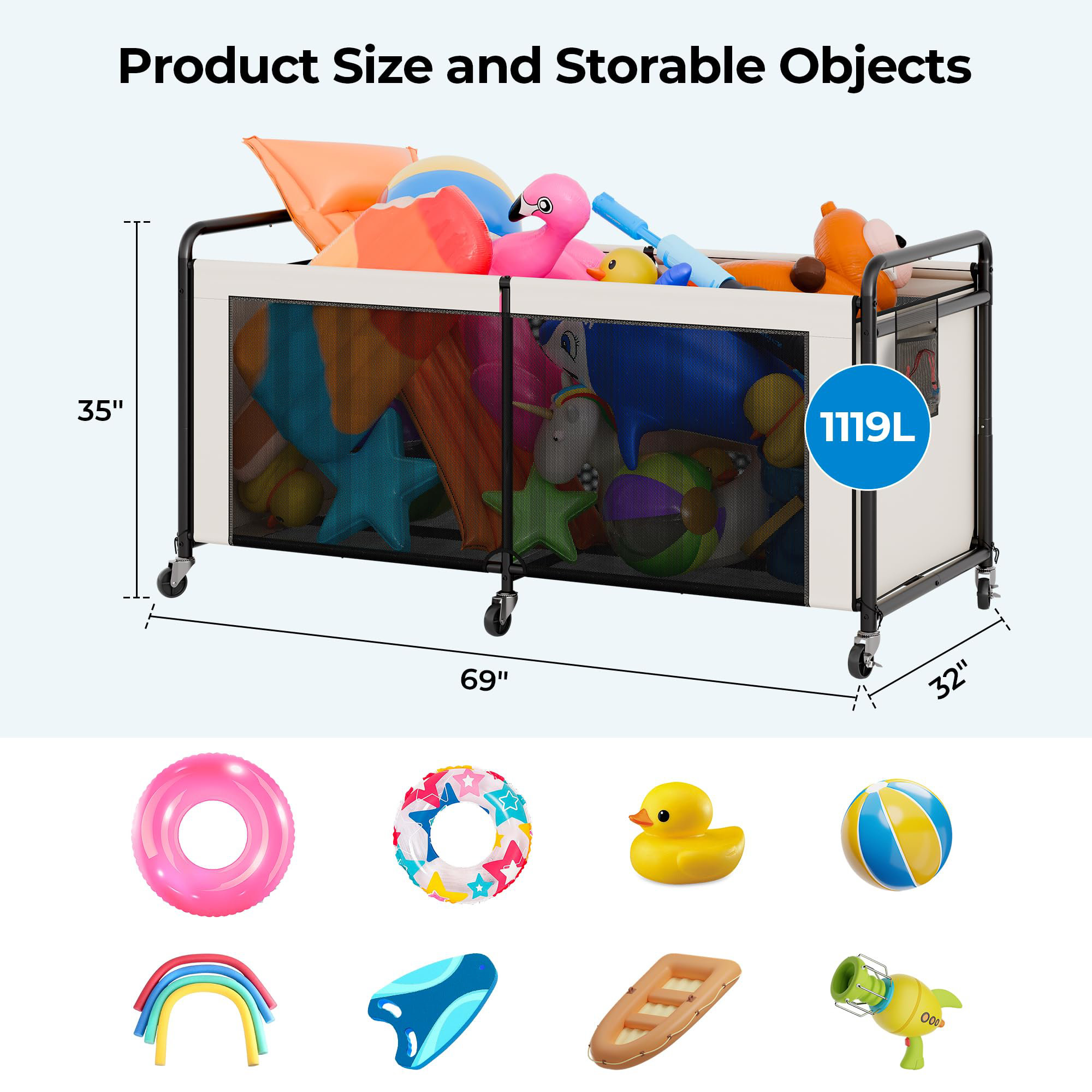 Fashion Finesse 295 Gallon Pool Float Storage, Mesh Pool Toy Storage ...