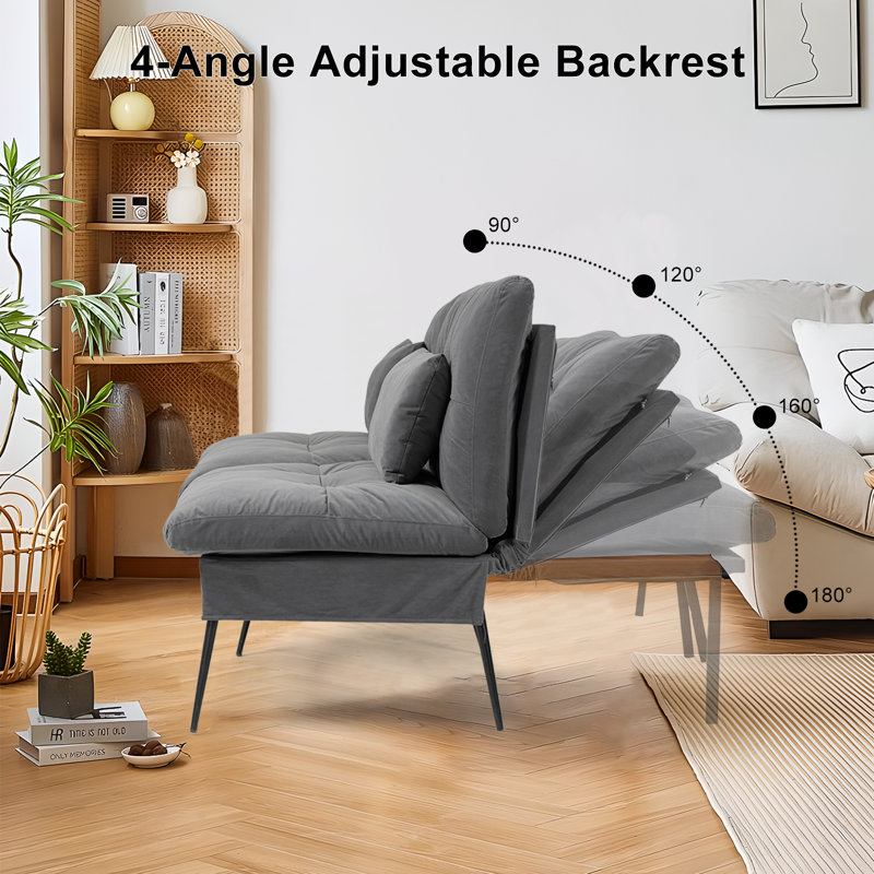 George Oliver 68.5" Upholstered Reclining Loveseat Sleeper Futon Living ...