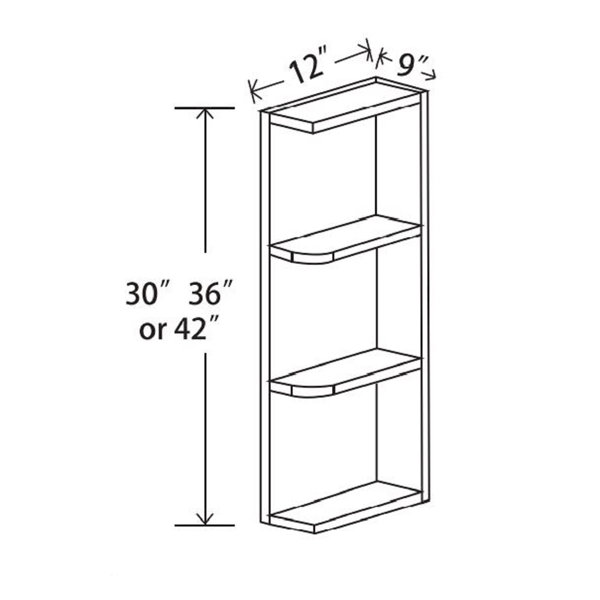 L&C Cabinetry 9W X 36H Kitchen Wall End Shelf Cabinet - Shaker Style ...