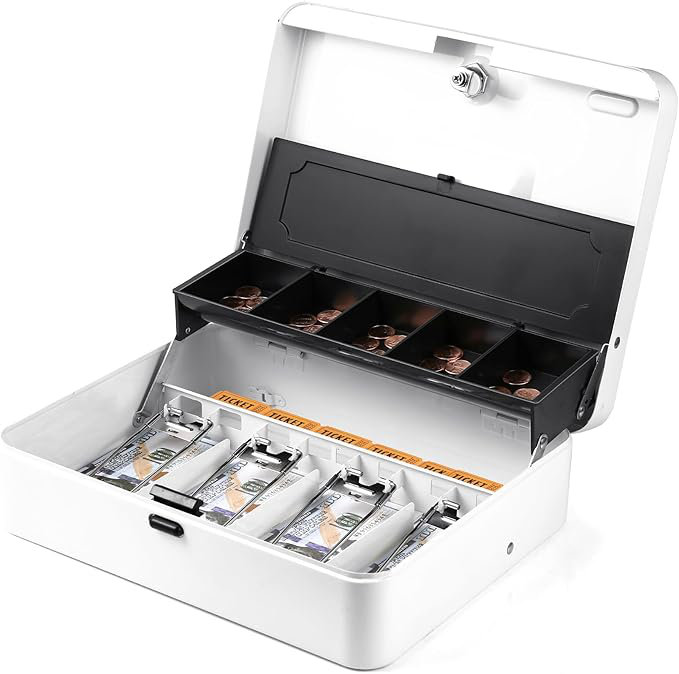 SOUTH FLORIDA APPLIANCE, INC. Large Cash Box with Key Lock, Metal Money ...