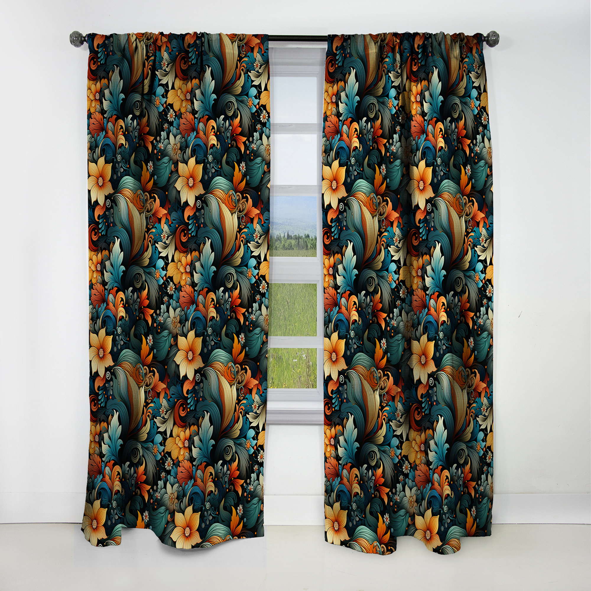Design Art Bohemian Paisley Earth Tones III - Floral Curtain - Blackout ...