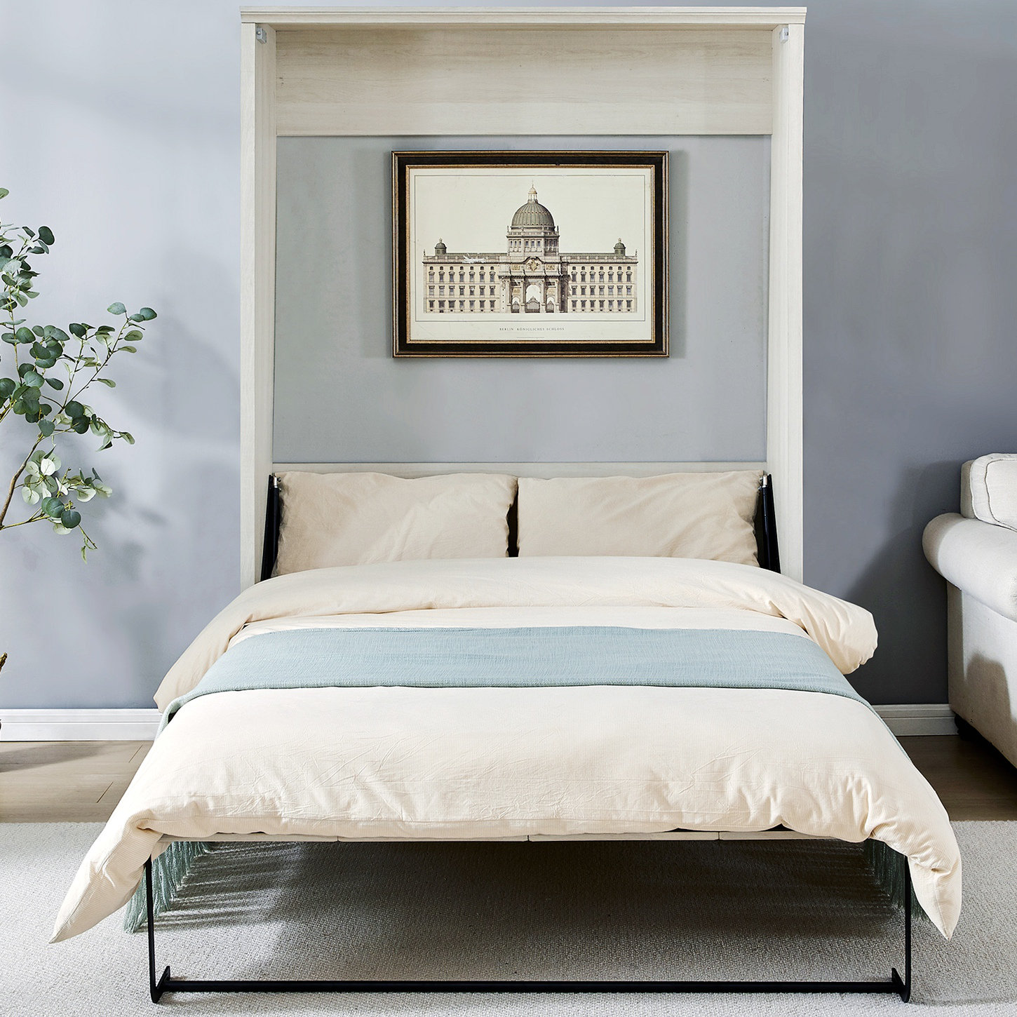 Everly Quinn Queen Size Half Self-Close And Open Murphy Bed, Space ...