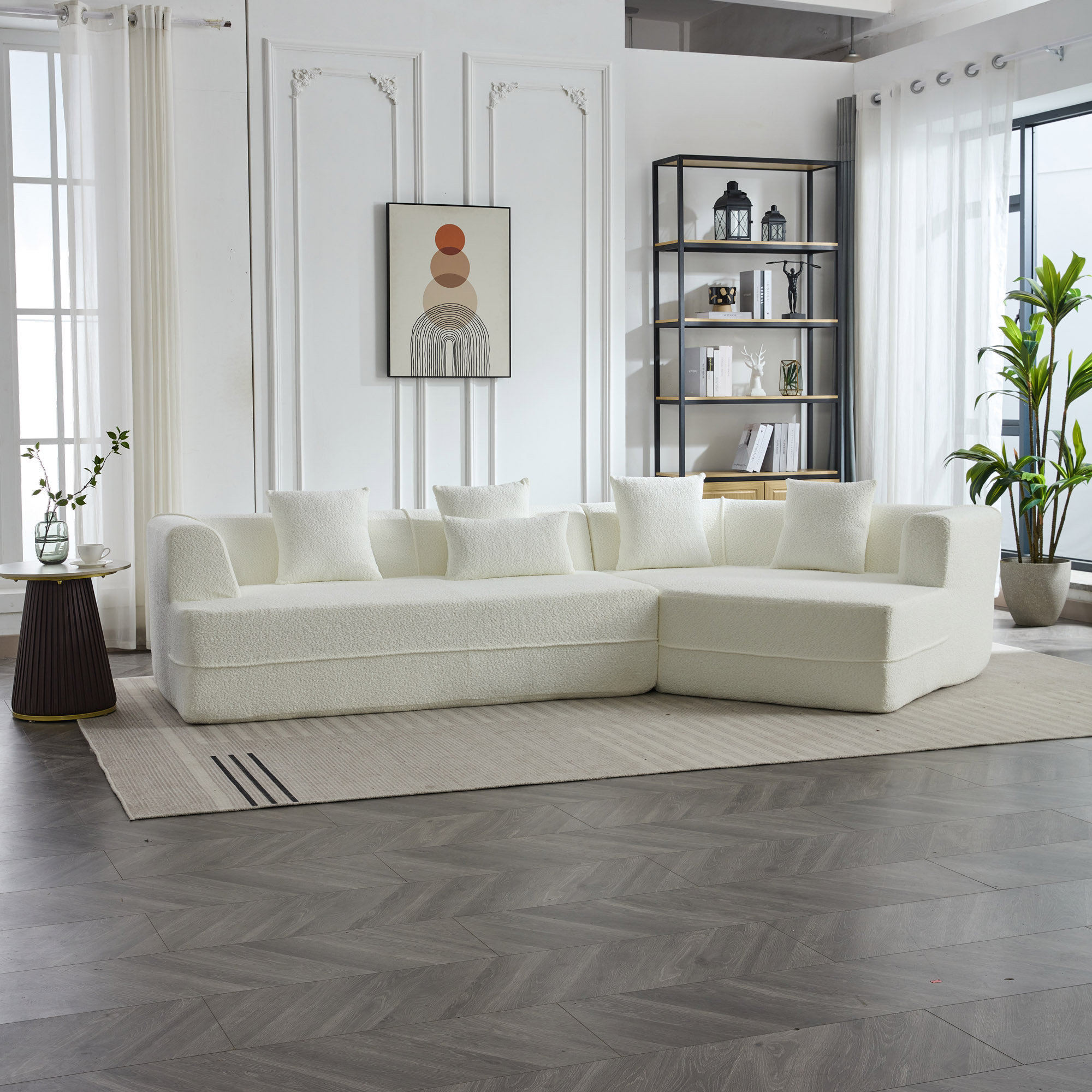 Latitude Run® Modular Cushions Sofa Movable Ottoman, Minimalist Style ...