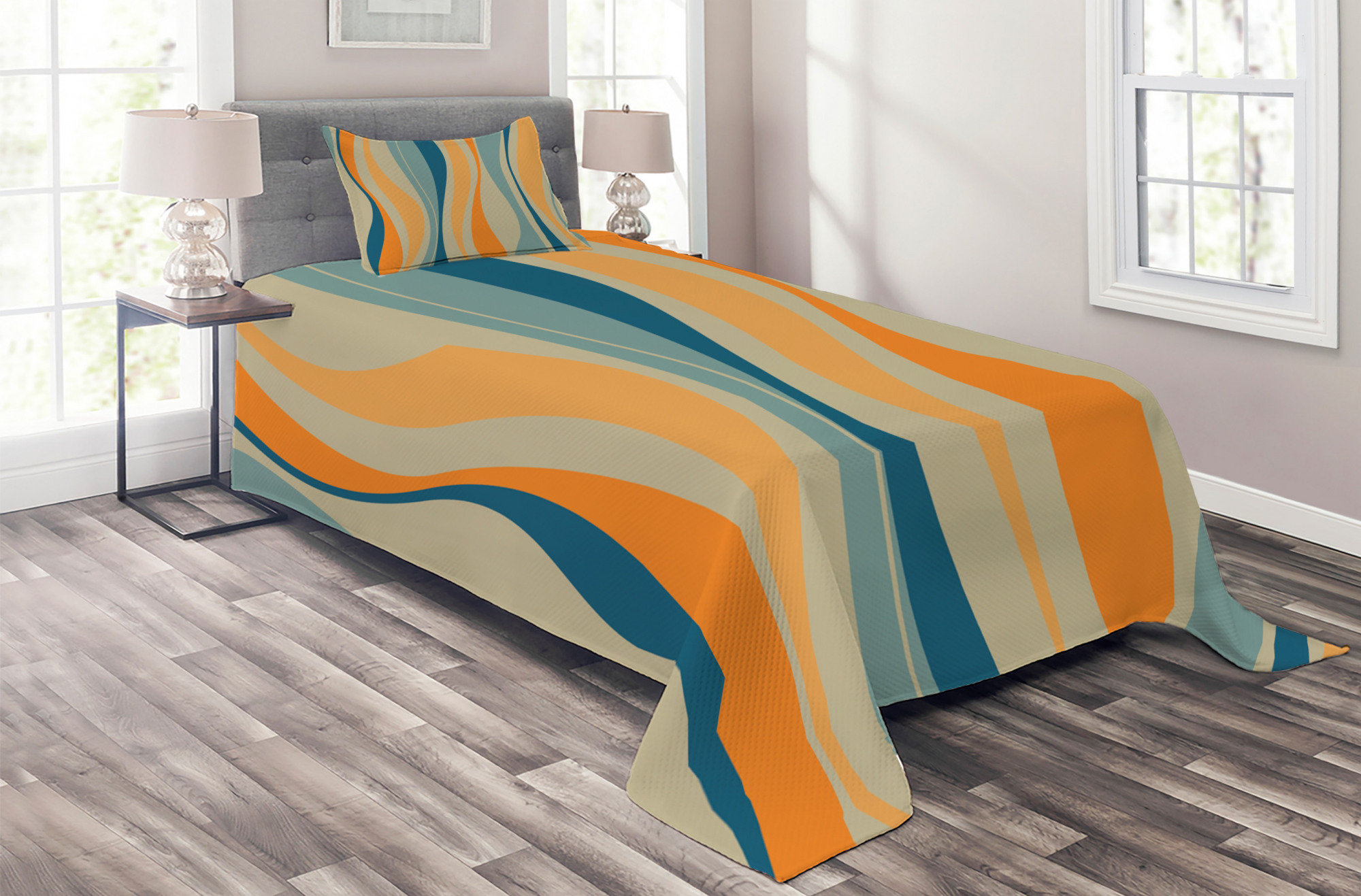 Ambesonne Vibrant Blue Microfiber Modern & Contemporary Coverlet ...