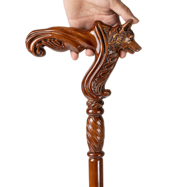 Alcott Hill® Hand Carved Wooden Walking Cane With Ergonomic Handle And ...