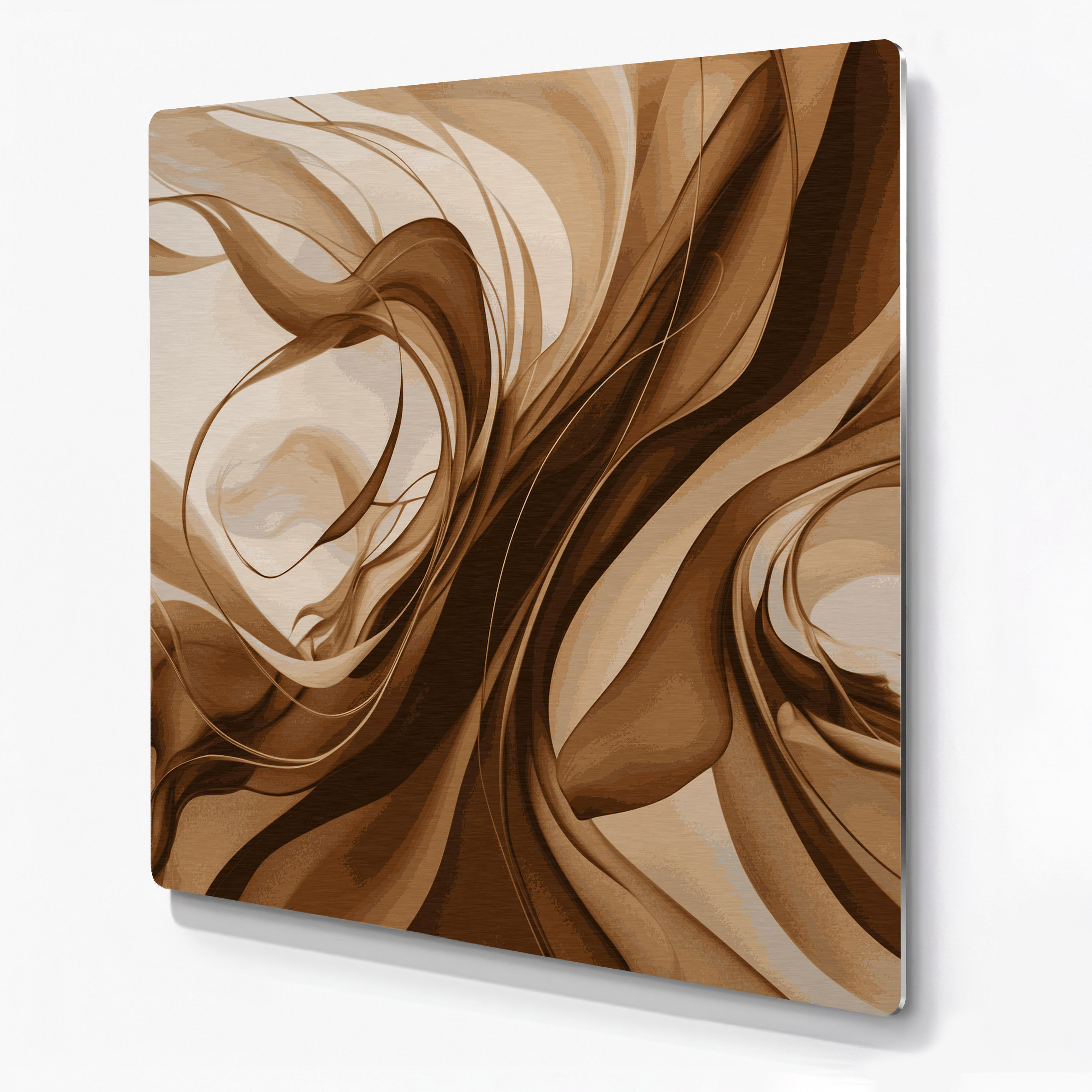 Hokku Designs Lyrical Abstraction 23 Beige Metal Wall Art | Wayfair