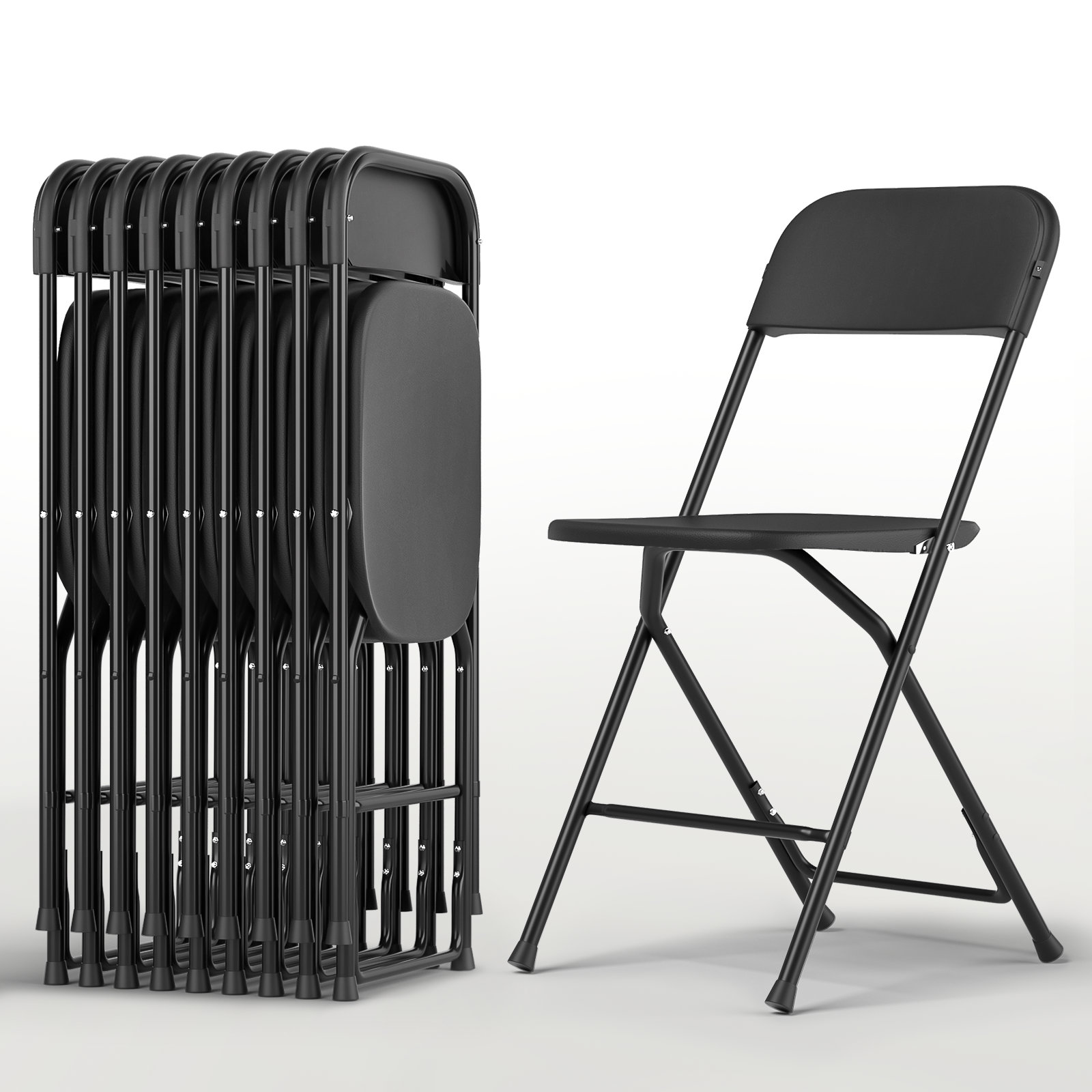 Inbox Zero 10-Pack Heavy-Duty Plastic Folding Chairs 250 Lb Capacity ...