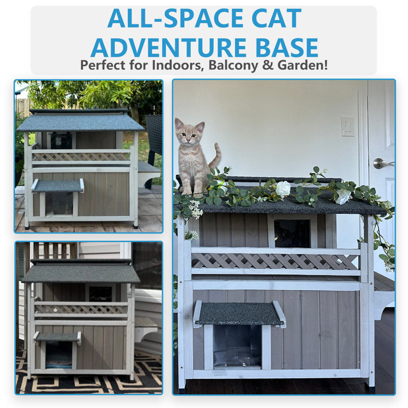 Tucker Murphy Pet™ Two-story Cat House With Balcony & Reviews | Wayfair