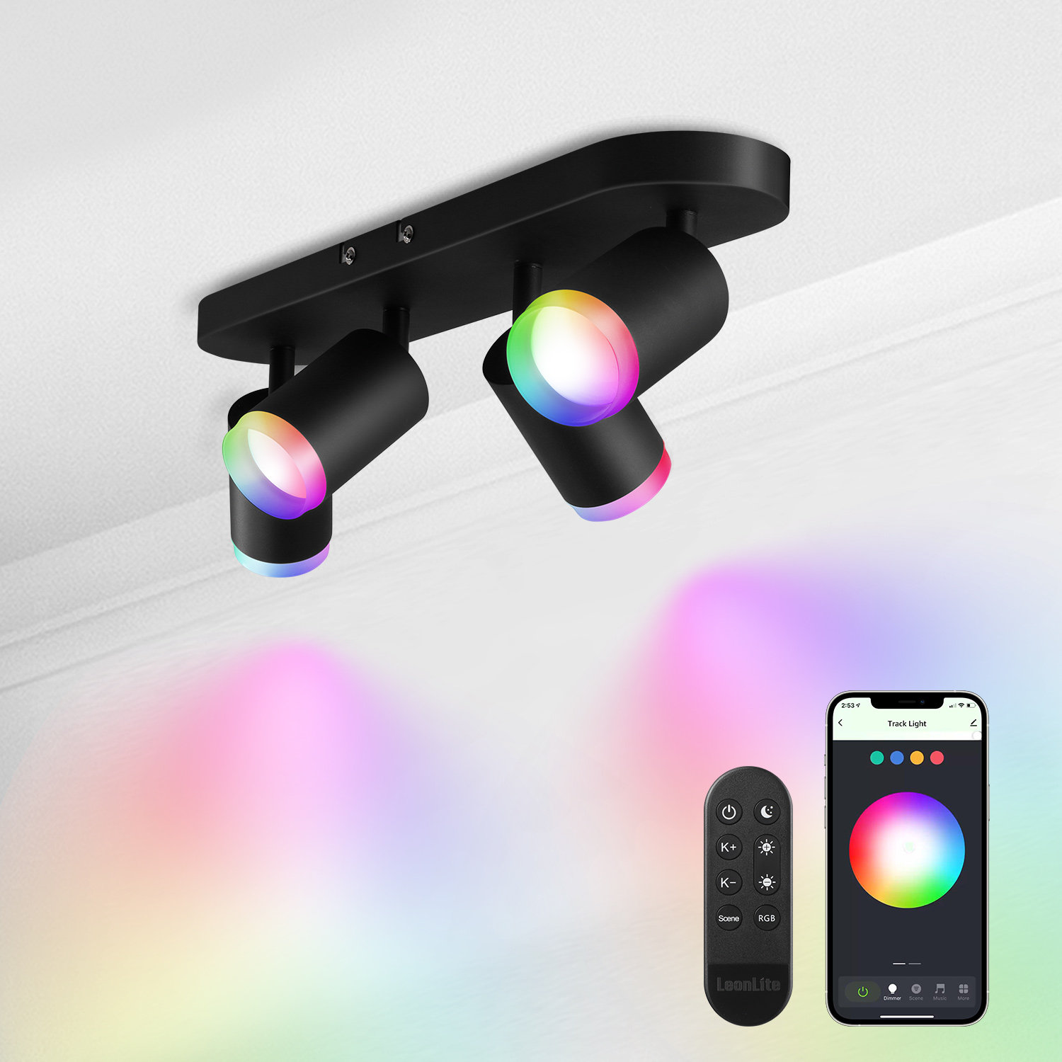 LEDVANS 4-Light Rotatable Smart LED Track Light Kit, Dimmable Track ...