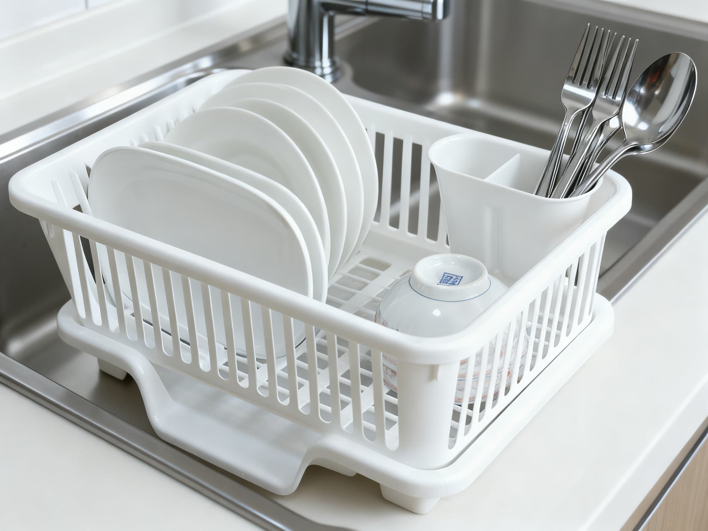 BY Family Heavy Duty Plastic Dish Drying Rack Set With Large Drainer ...