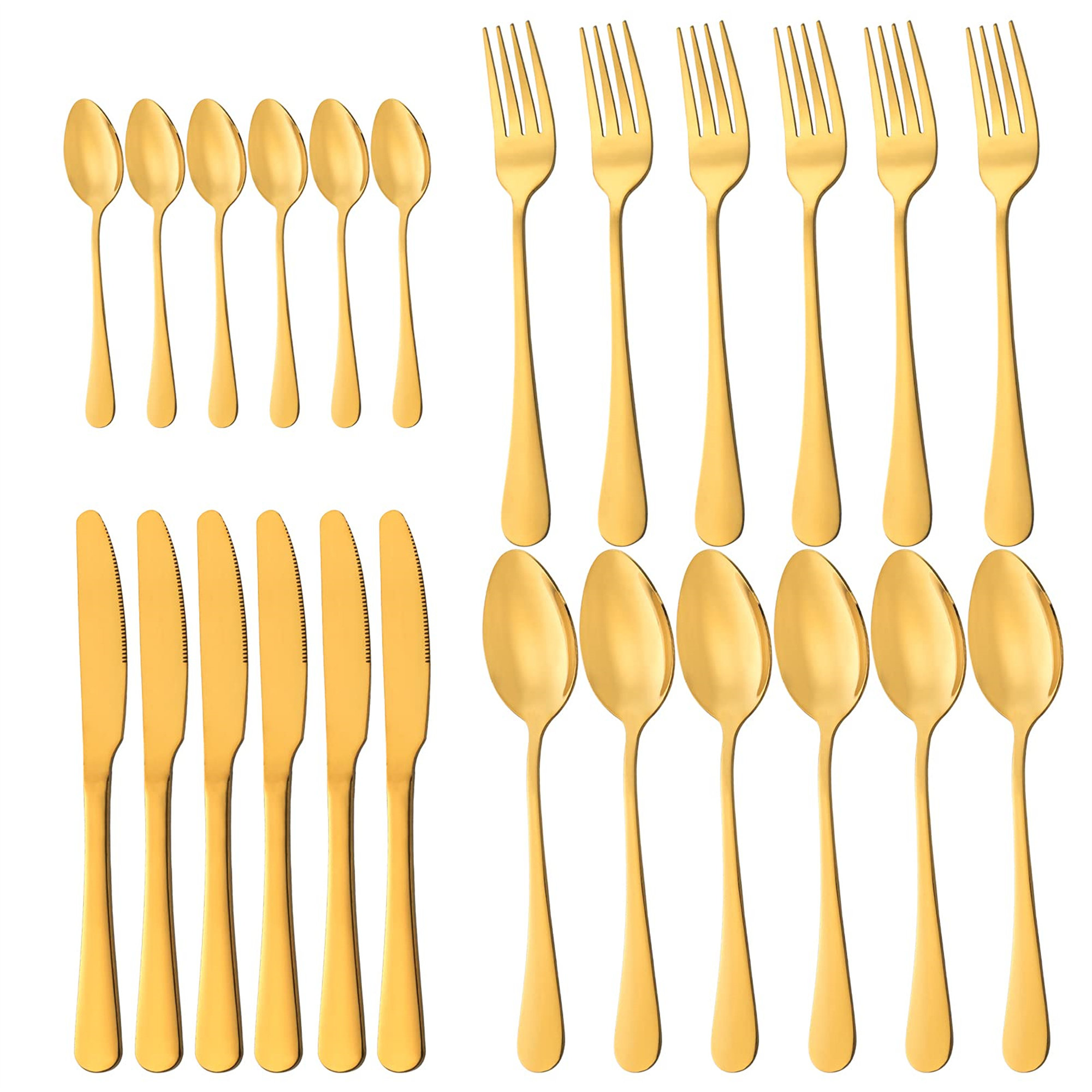 Fairmont Park 24-Piece Gold Silverware Set With Gold Forks And Spoons ...