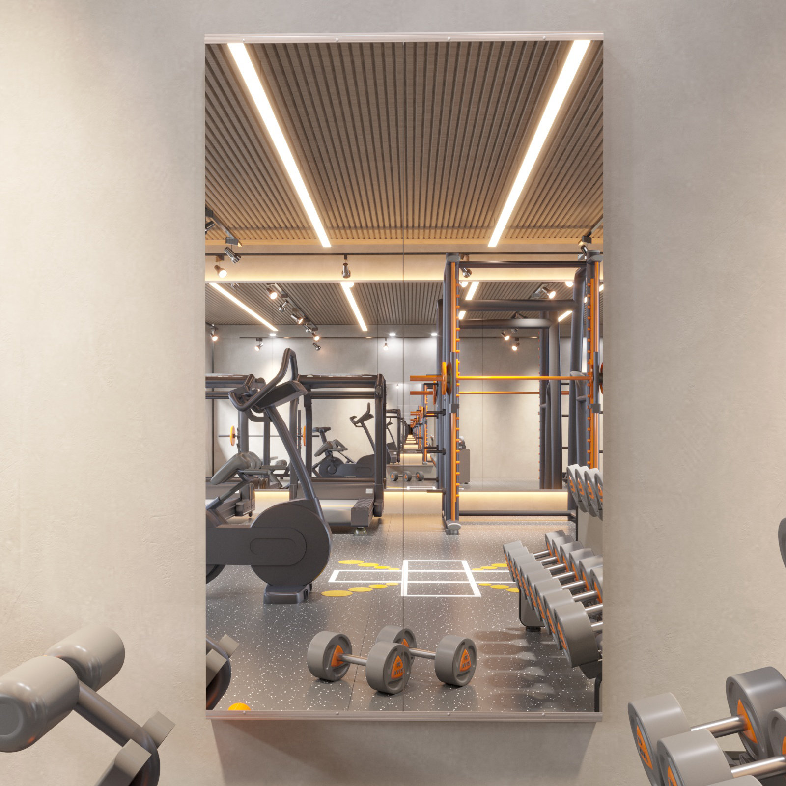 Ebern Designs Home Gym Mirror, Large Exercise Mirror, Frameless Full ...