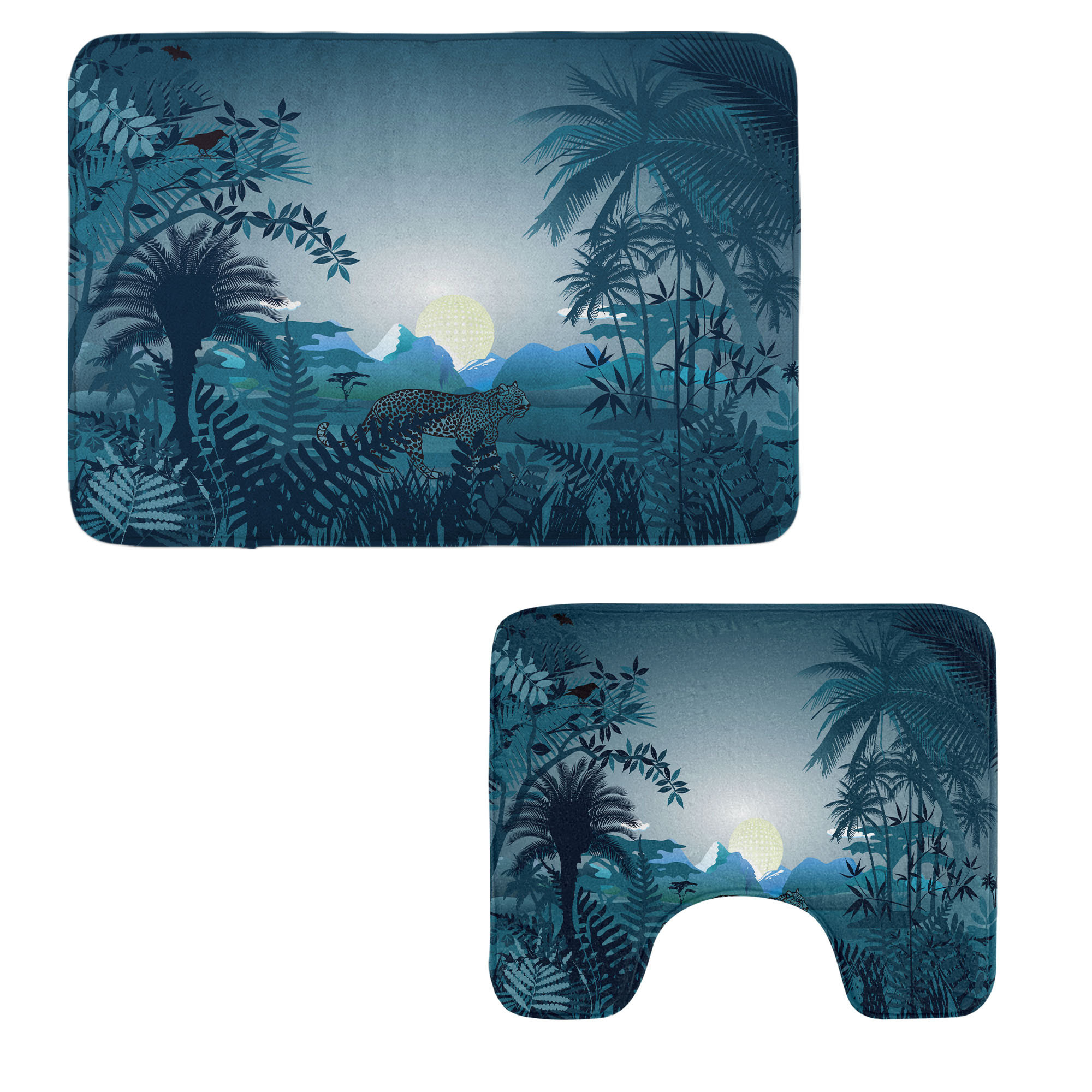 Dakota Fields Teal Bathroom Rug Set 2 Pieces Rectangle & Contour Mats ...