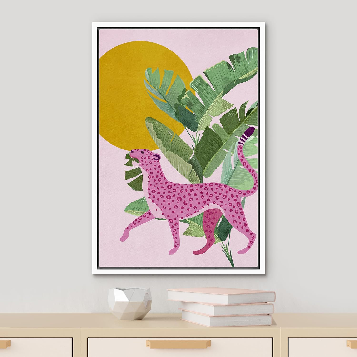 IDEA4WALL Bright Preppy Animals Jungle Palm Leaf Pink Cheetah Portrait ...