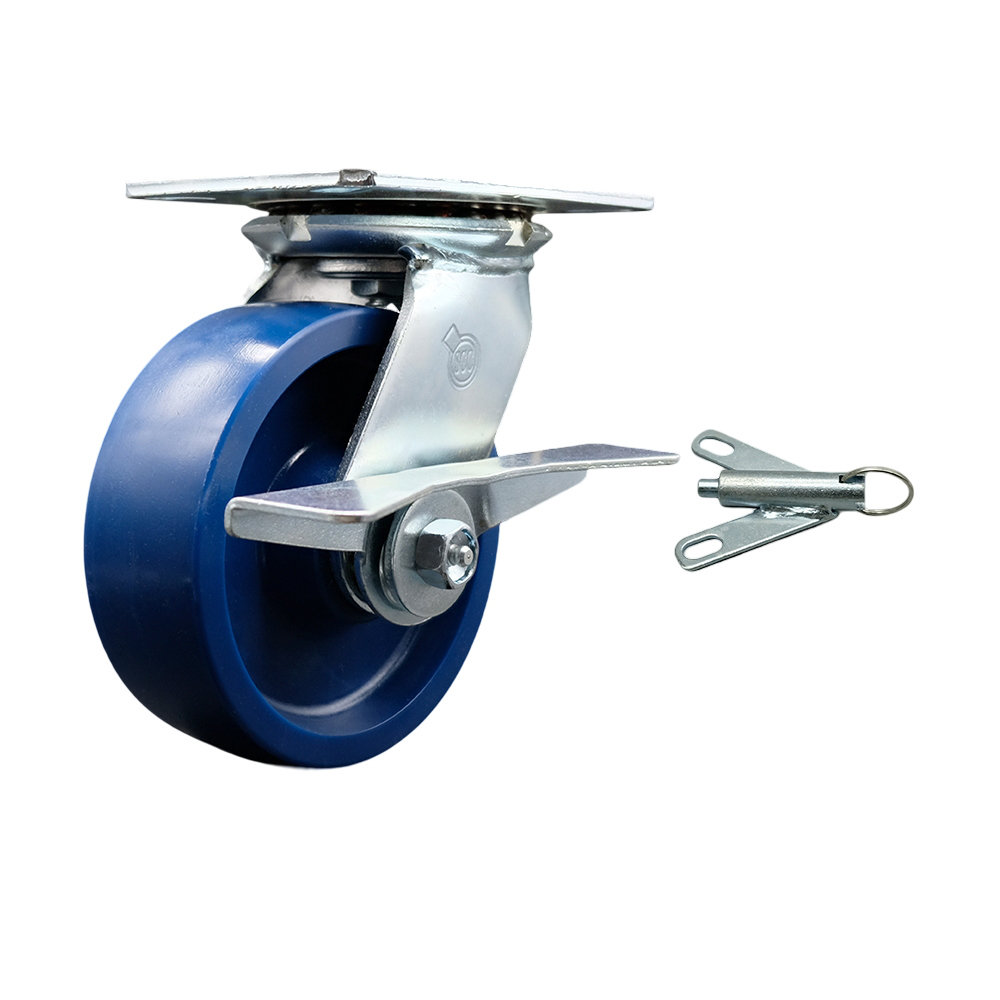 Service Caster 6 Inch Solid Poly Caster with Ball Bearing and Brake ...