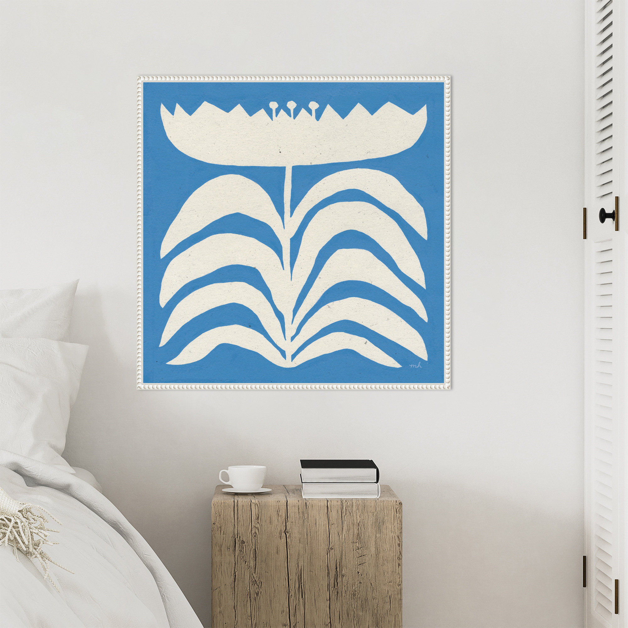 George Oliver Delighted Floral II Blue by Moira Hershey Framed Canvas ...