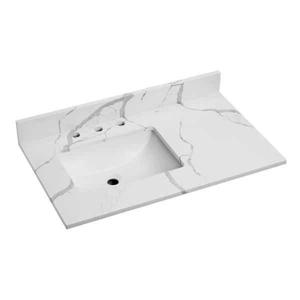 Enyibath 36 Inch Bathroom Vanity Top Quartz Stone With Rectangle ...
