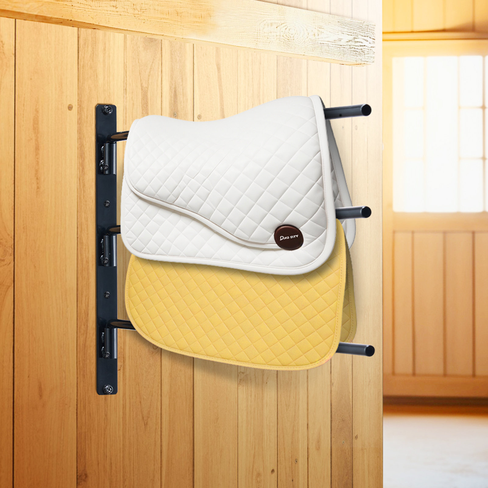 Ebern Designs Wall Mounted Saddle Rack Three Tiers Swing Out Saddle Pad ...
