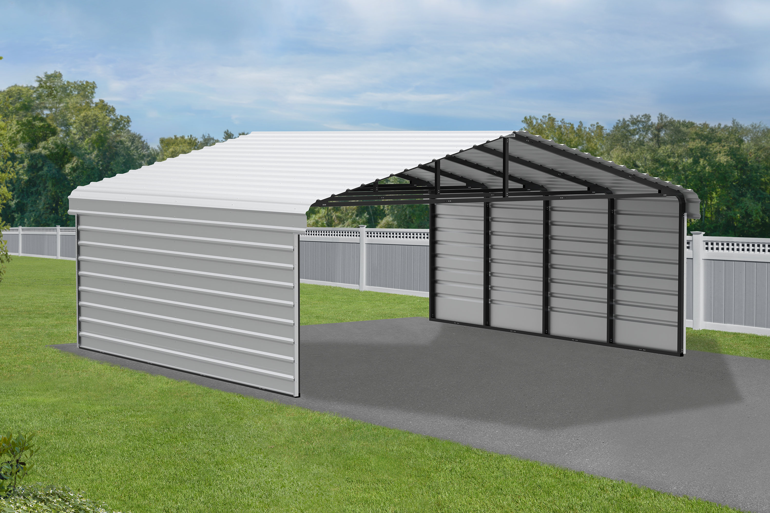 Arrow Steel Carport with 2 Side Wall Kits, 20x20x7 - Wayfair Canada