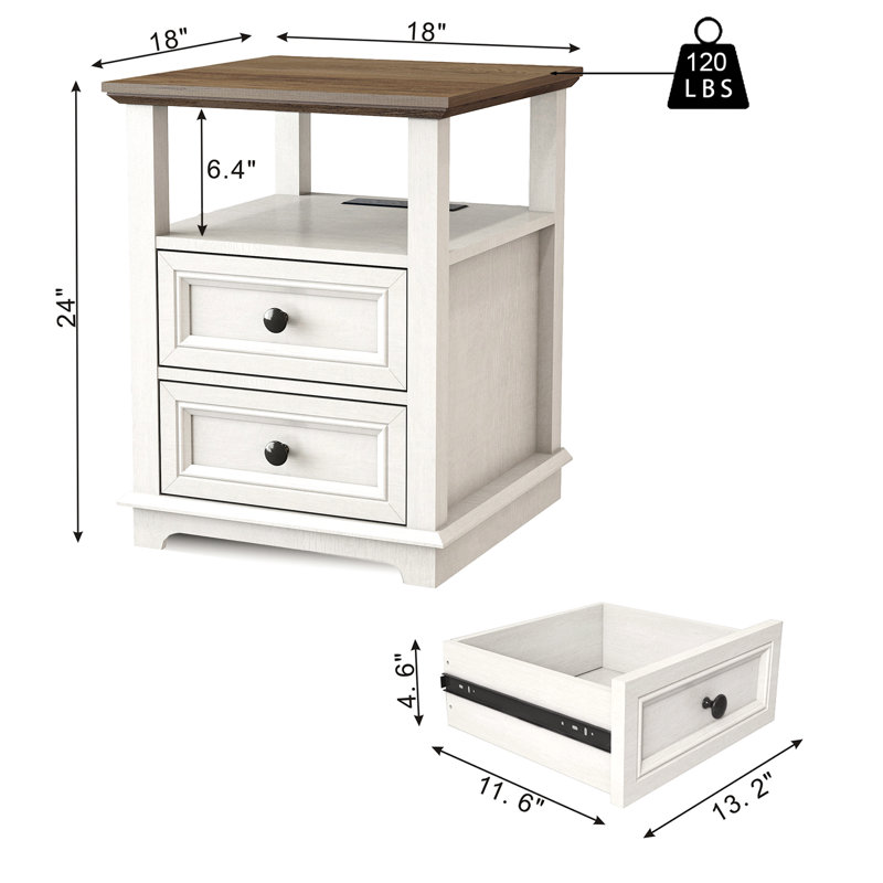 Rosalind Wheeler Bijal Tray Top Frame 2 - Drawer End Table and Built-In ...
