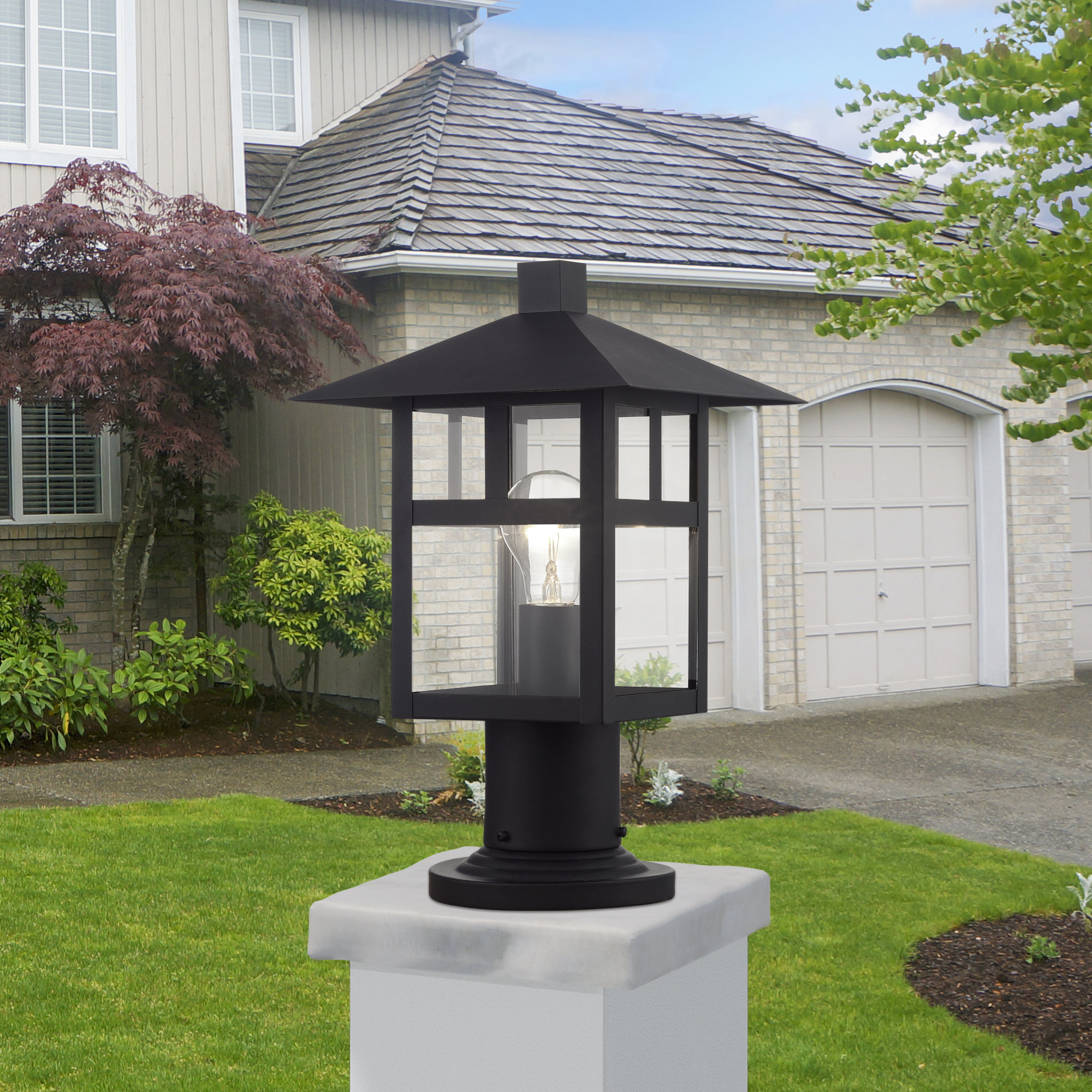 Red Barrel Studio® 1 Light Satin Gold Large Outdoor Post Top Lantern ...
