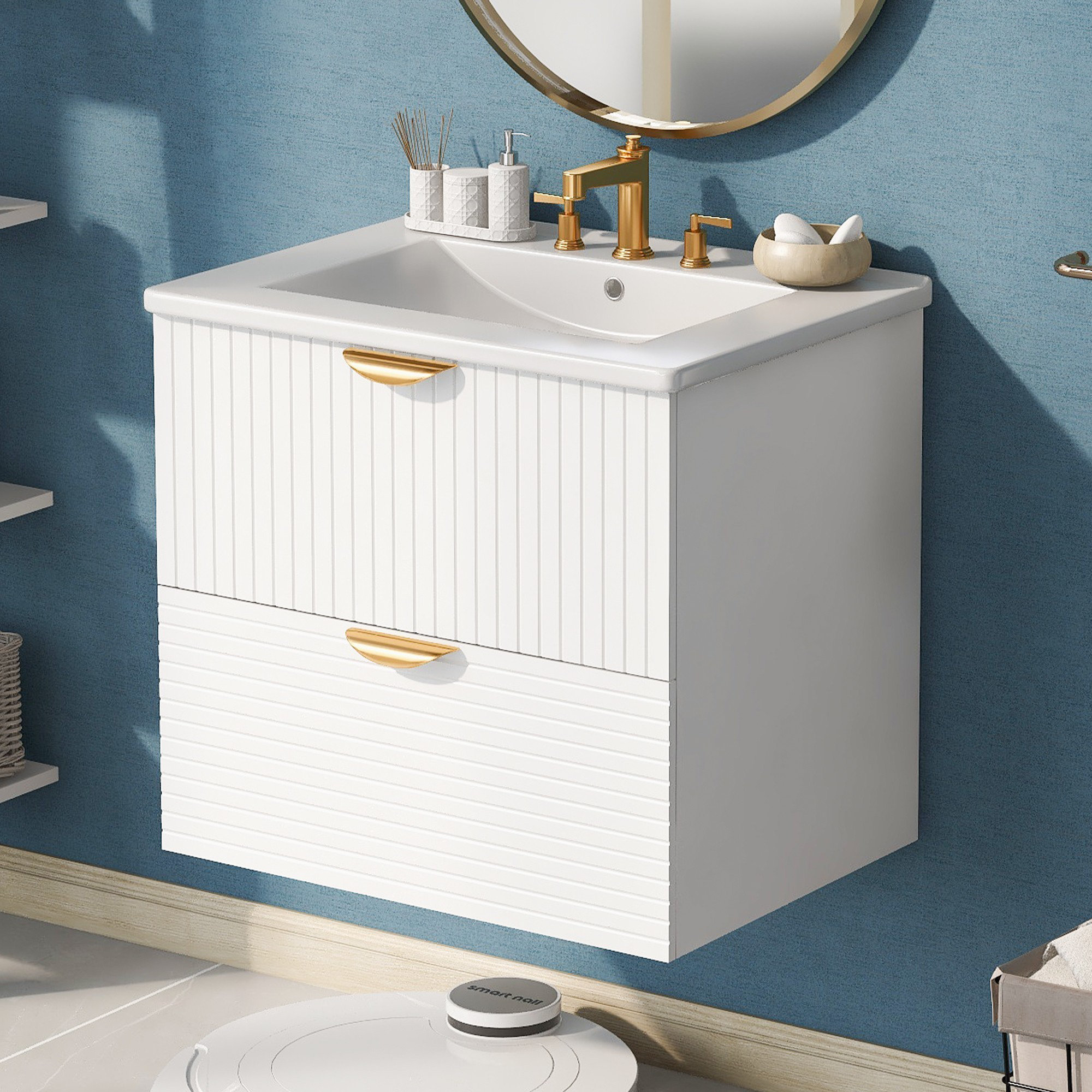 Wrought Studio™ Wall-Mounted Bathroom Vanity for Small Bathrooms | Wayfair